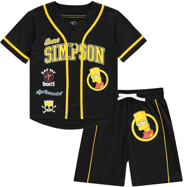 Boys Bart Simpson Baseball Jersey Shirt and Shorts Clothing Set- Little ...