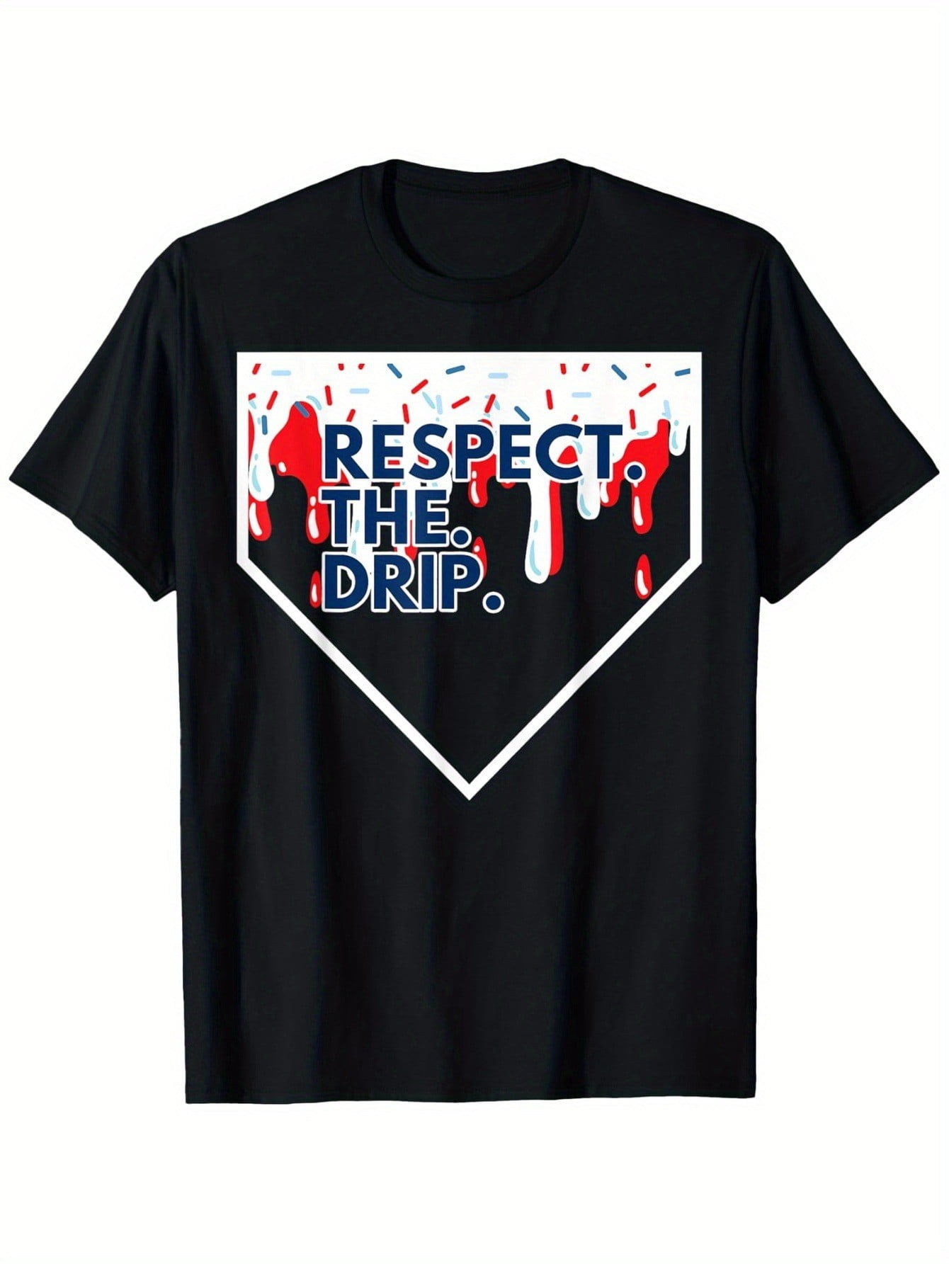 Boys' Baseball Drip T-Shirt - Pure Cotton, Black with "RESPECT THE DRIP ...