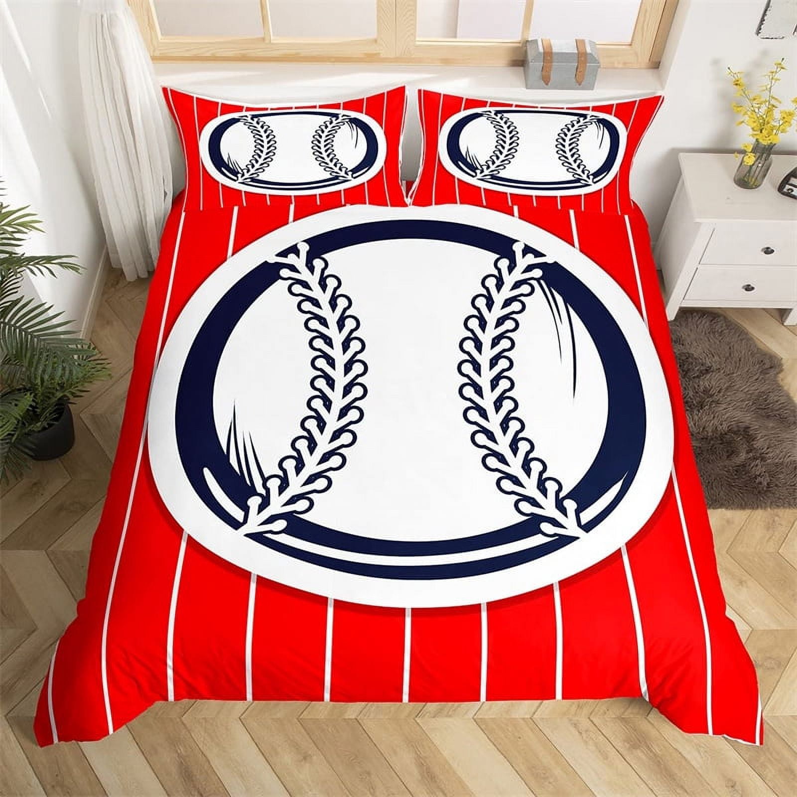 Boys Baseball Duvet Cover Teens Sports Theme Bedding Set Microfiber 3D ...
