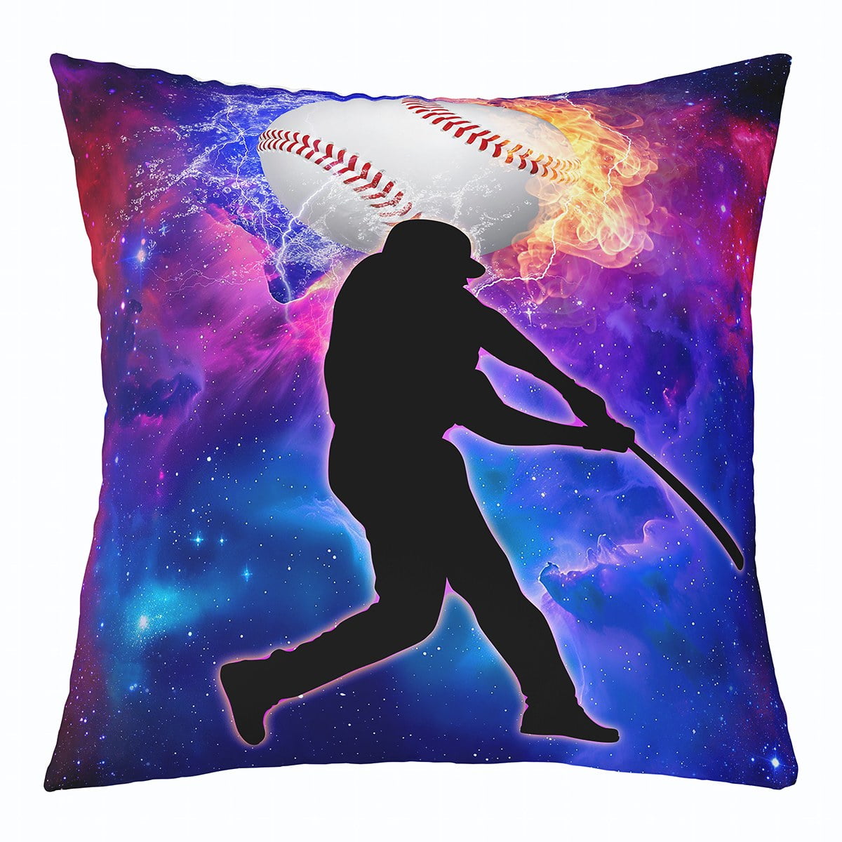 Boys Baseball Player 18x18 Inch Pillow Cover Ice Fire Baseball Game ...