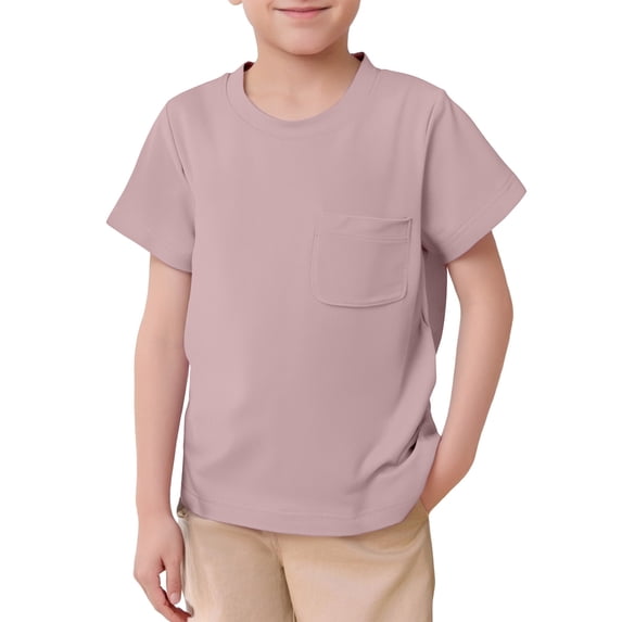 Boys Basic Short Sleeve Pocket Tee Crew Neck Summer Tops Casual Outdoor ...
