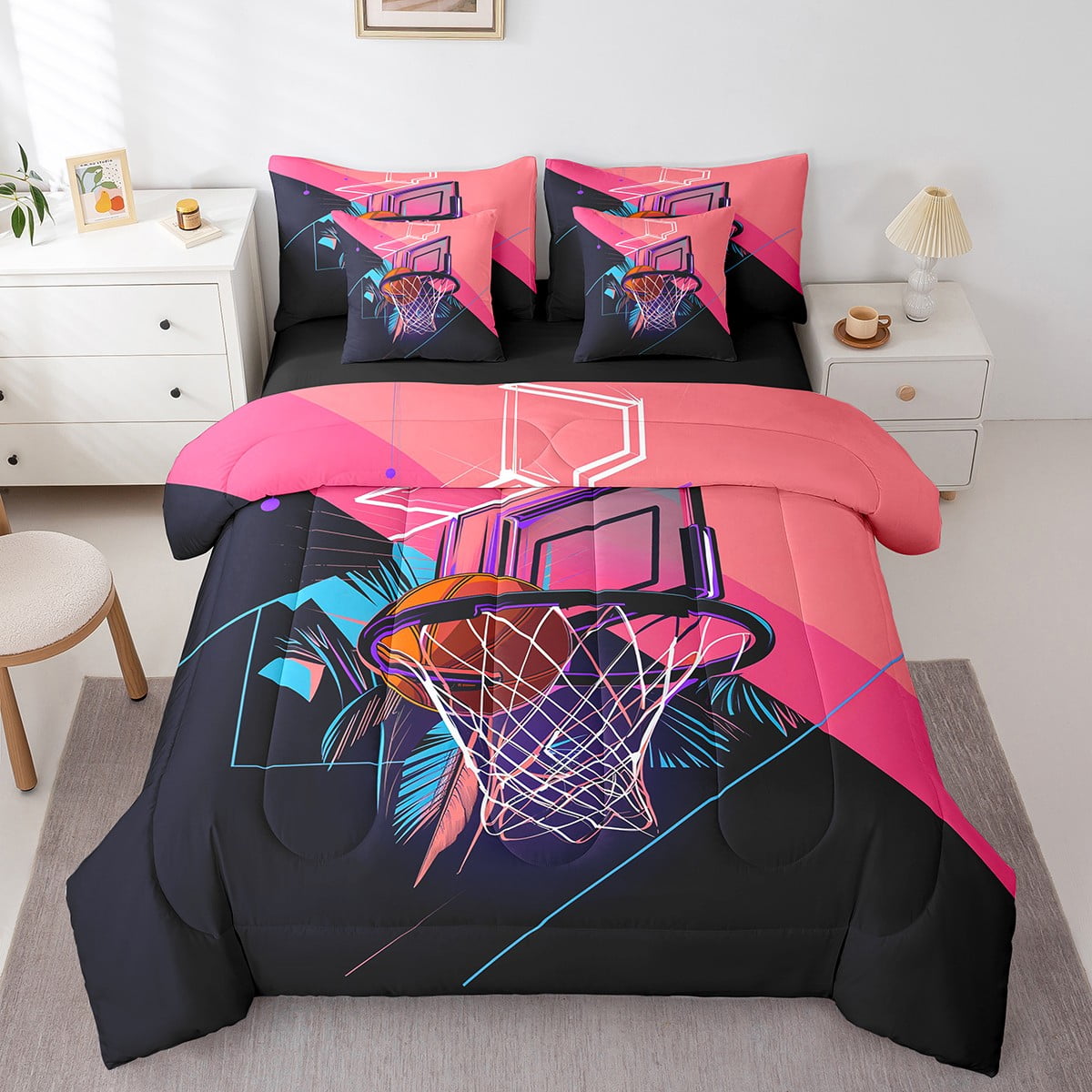 Boys Basketball Comforter Set 7 Piece King Basketball Sports Themed ...