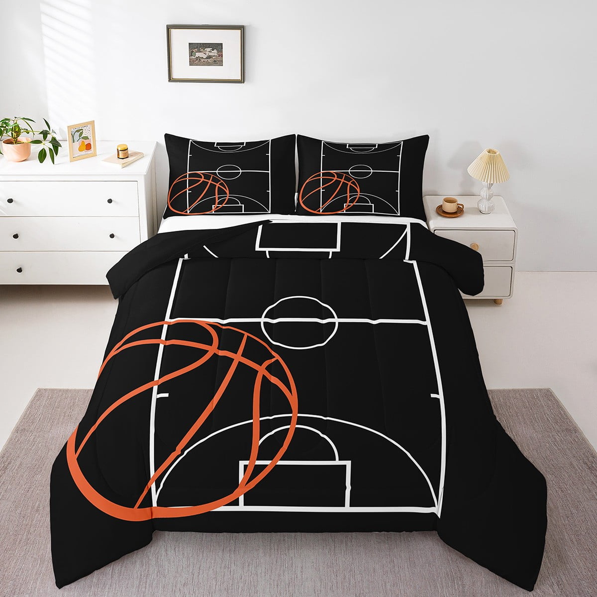 Boys Basketball Comforter Set Queen Size,Sports Theme Bedding Set for ...