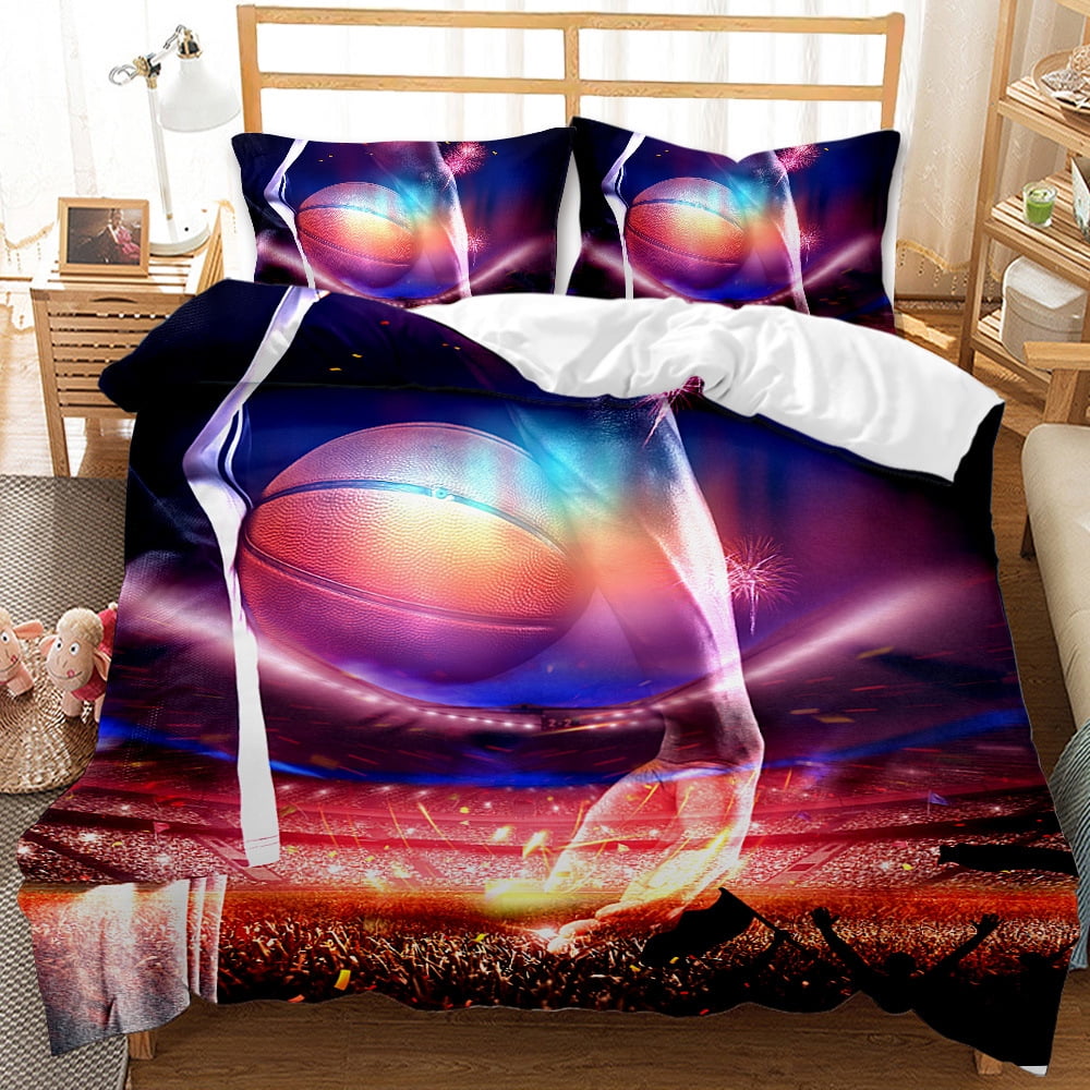 Boys Basketball Duvet Cover Black 3D Ball Pattern Sports Theme Bedding ...