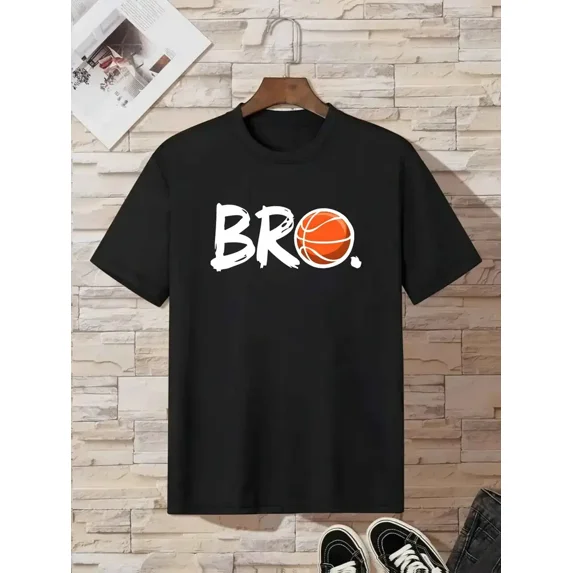 Boys' Basketball Graphic T-Shirt - Bold BRO Letters & Basketball Design ...