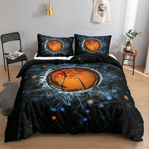 Boys Basketball Print Bedding Set Sports Theme Duvet Cover For Kids ...