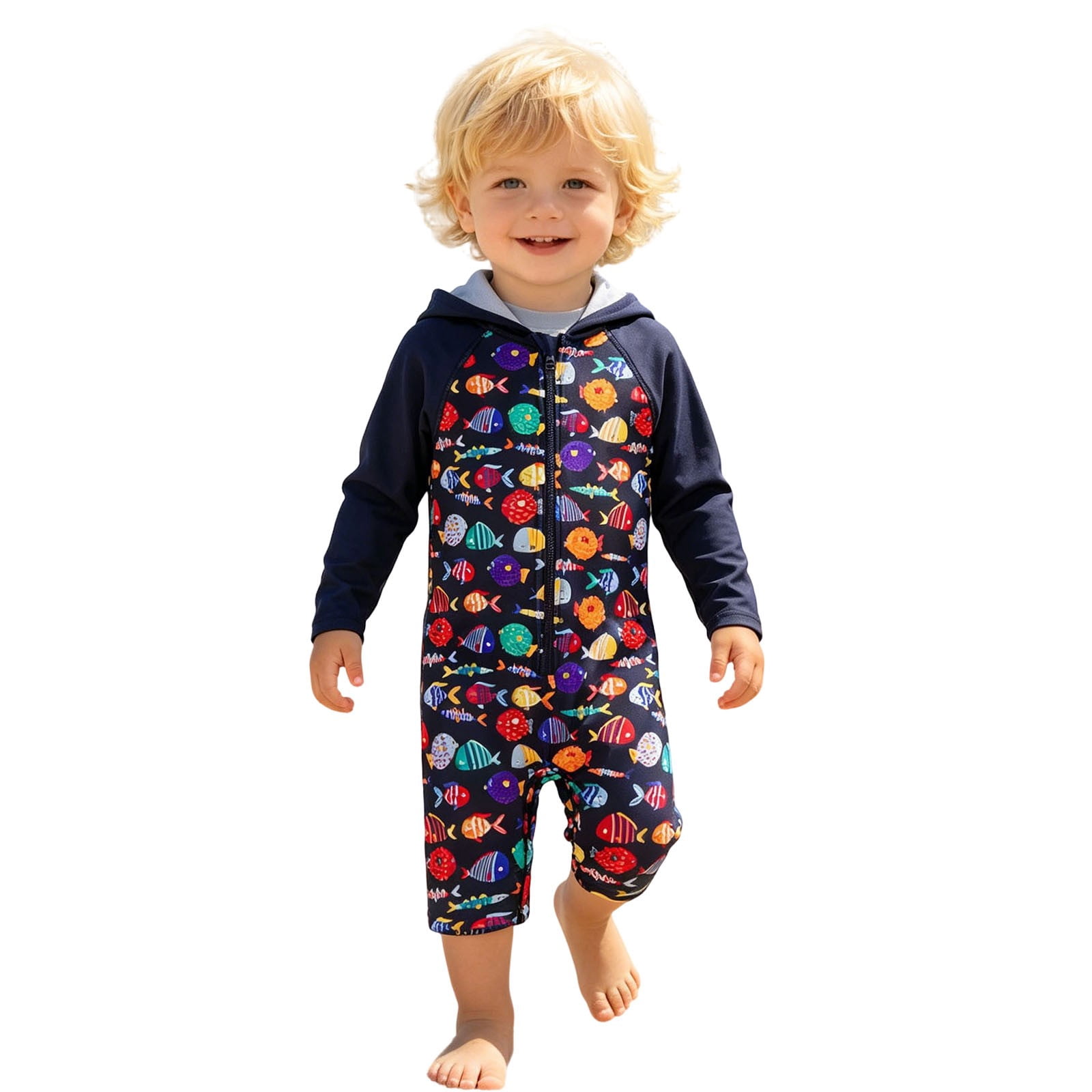 Boys Bathing Suit Boys One Piece Hooded Swimwear Cartoon Print Hooded ...