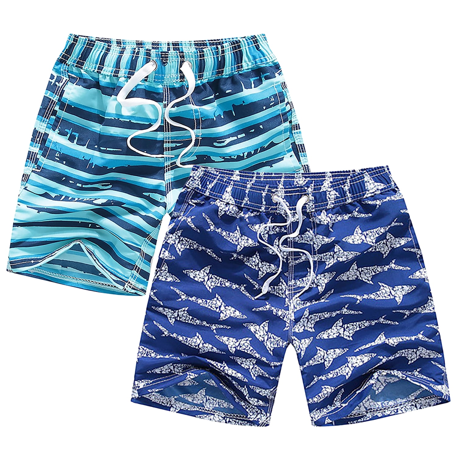 Boys Beach Shorts，2 pairs Kids Swimming Trunks with Mesh Lining Toddler ...