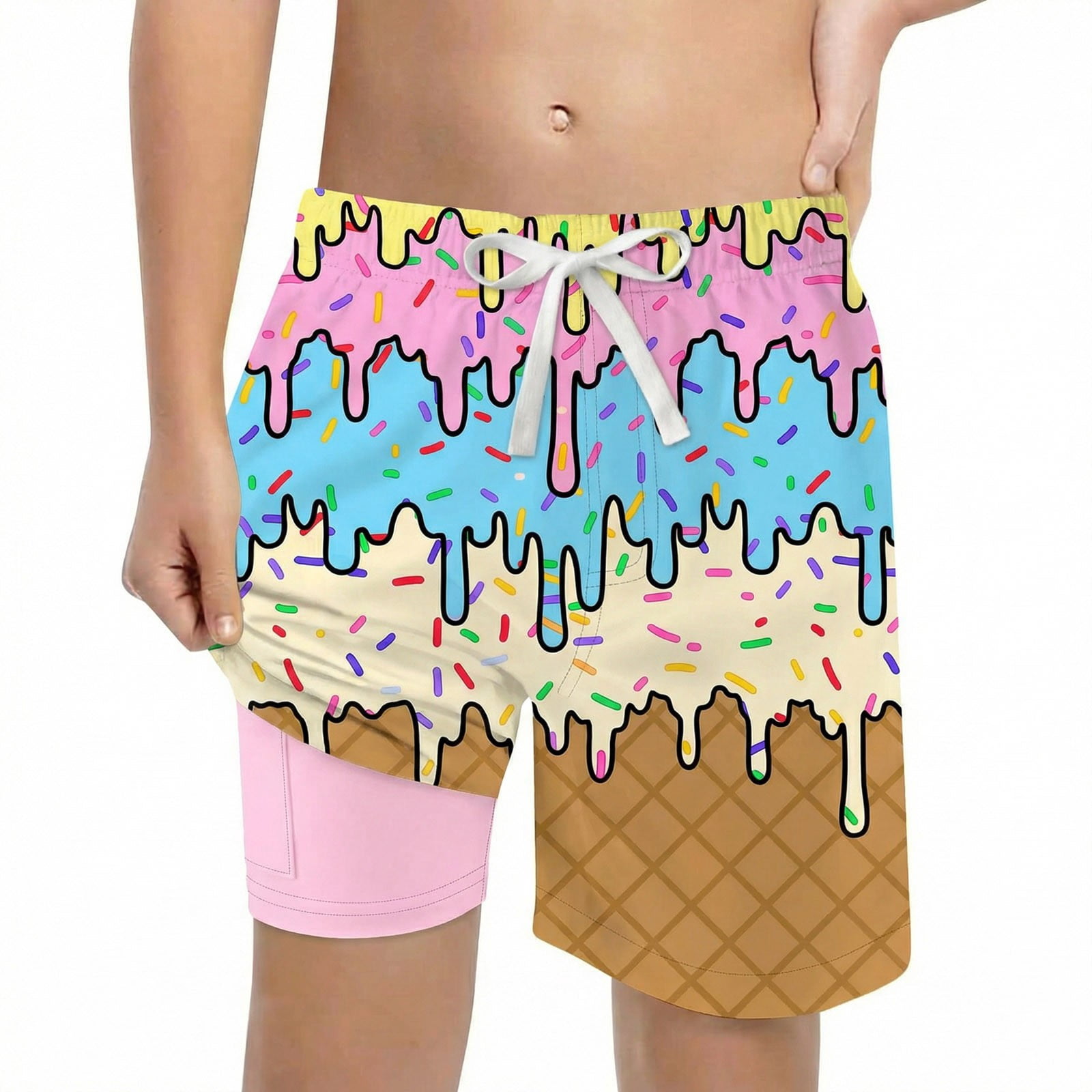 Boys Beach Shorts Inner Pocket Casual Design Elastic Waist Playwear ...