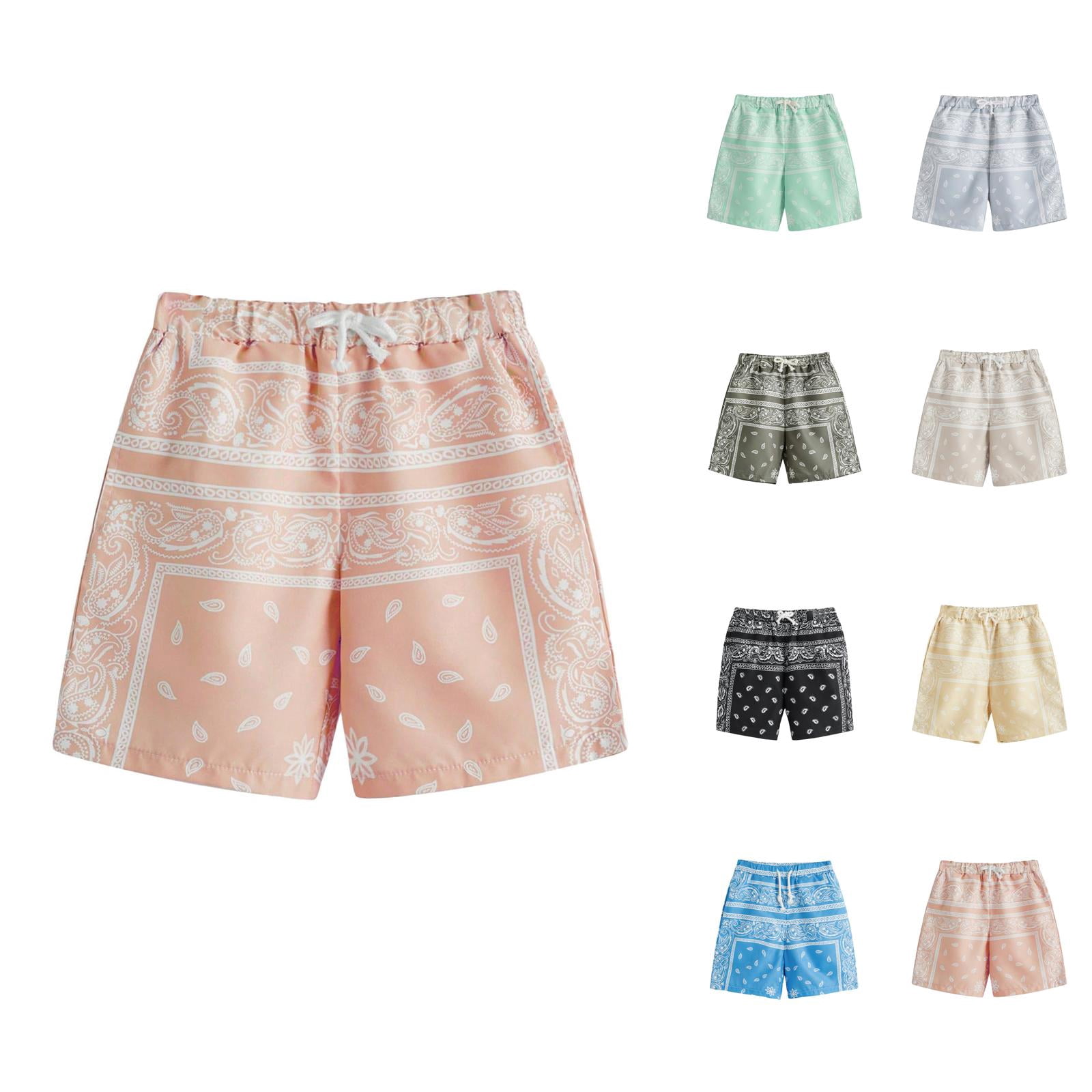 Boys Beach Shorts Loose Drawstring Print Casual Summer Outdoor Shorts ...