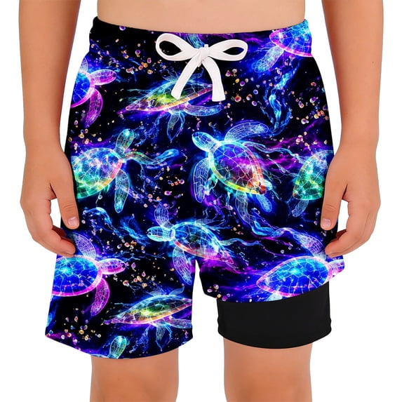 Boys Beach Themed Surf Print Shorts for Kids Lightweight Swimwear ...