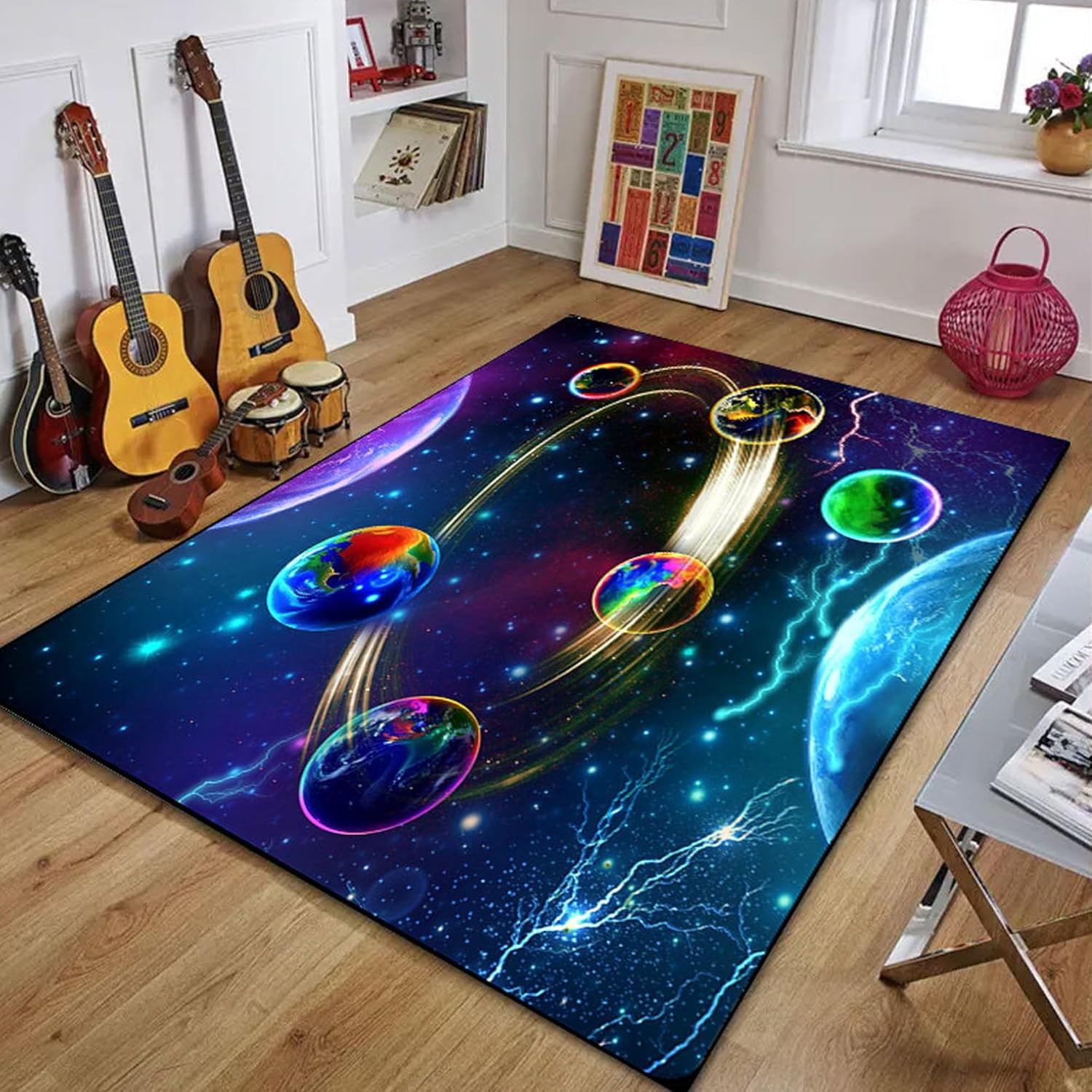 Boys Bedroom Outer Space Rugs 3x5 Universe Planet Solar System Planet ...