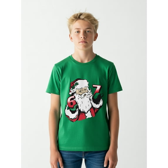 Boys' & Big Boys' Graphic Holiday T-Shirt, Santa 6 7, Sizes 4-18 ...