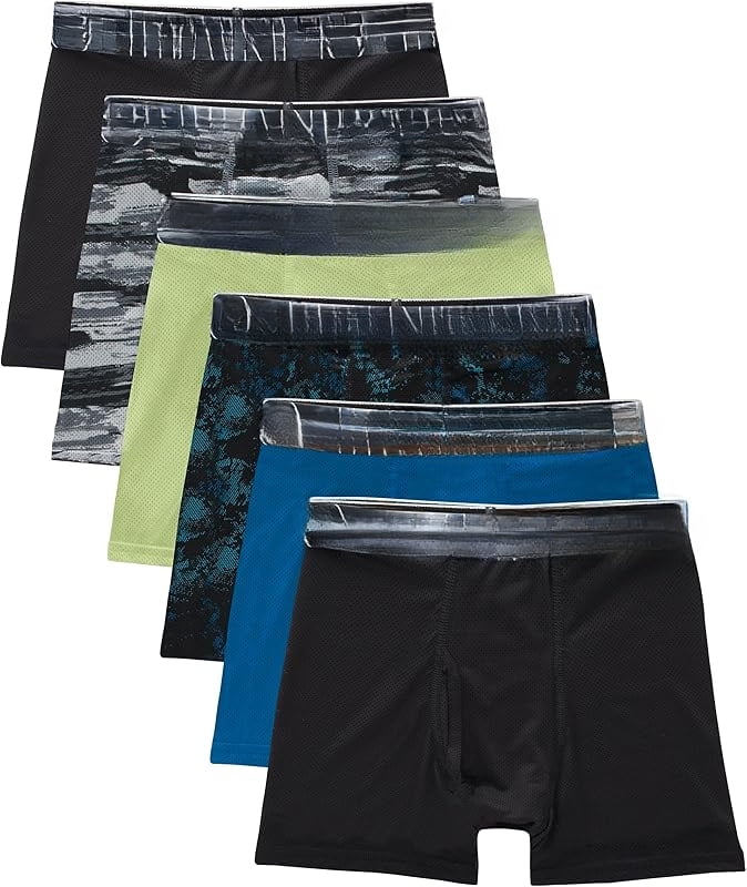 Boys' Big Performance Tween Boxer Brief Pack, X-Temp Mesh Stretch ...
