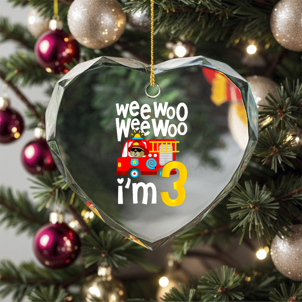 Boys Birthday Wee Woo Wee Woo I'm 3 Red Fire Truck Ornament, Keepsake ...