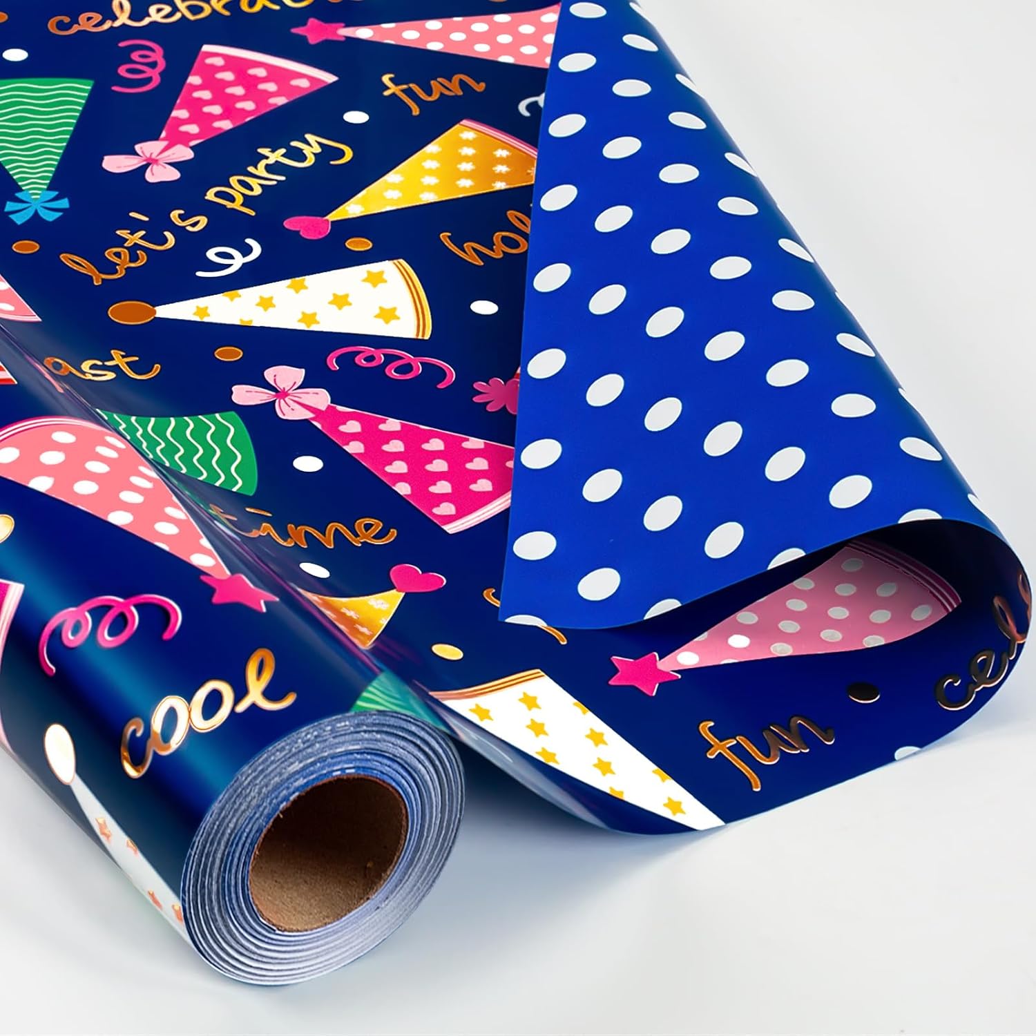 Boys Birthday Wrapping Paper Roll - 17 Inch X 33 Feet - Reversible ...