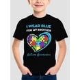 Boys' Black 3D Graphic T-Shirt - "I Wear Blue for My Brother" Autism ...