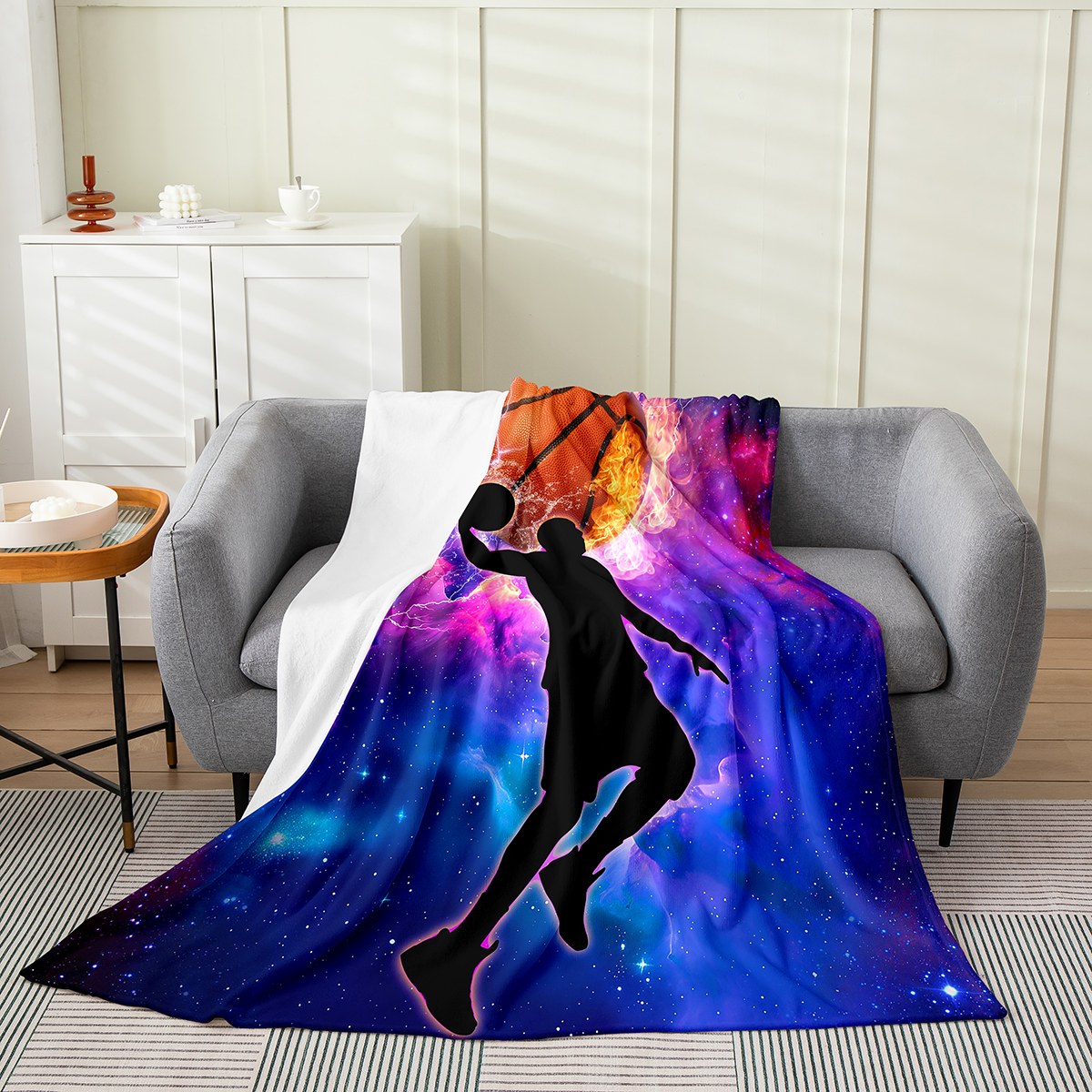 Boys Black Basketball Player Blanket Throw 50x60,Basketball Ice Fire ...