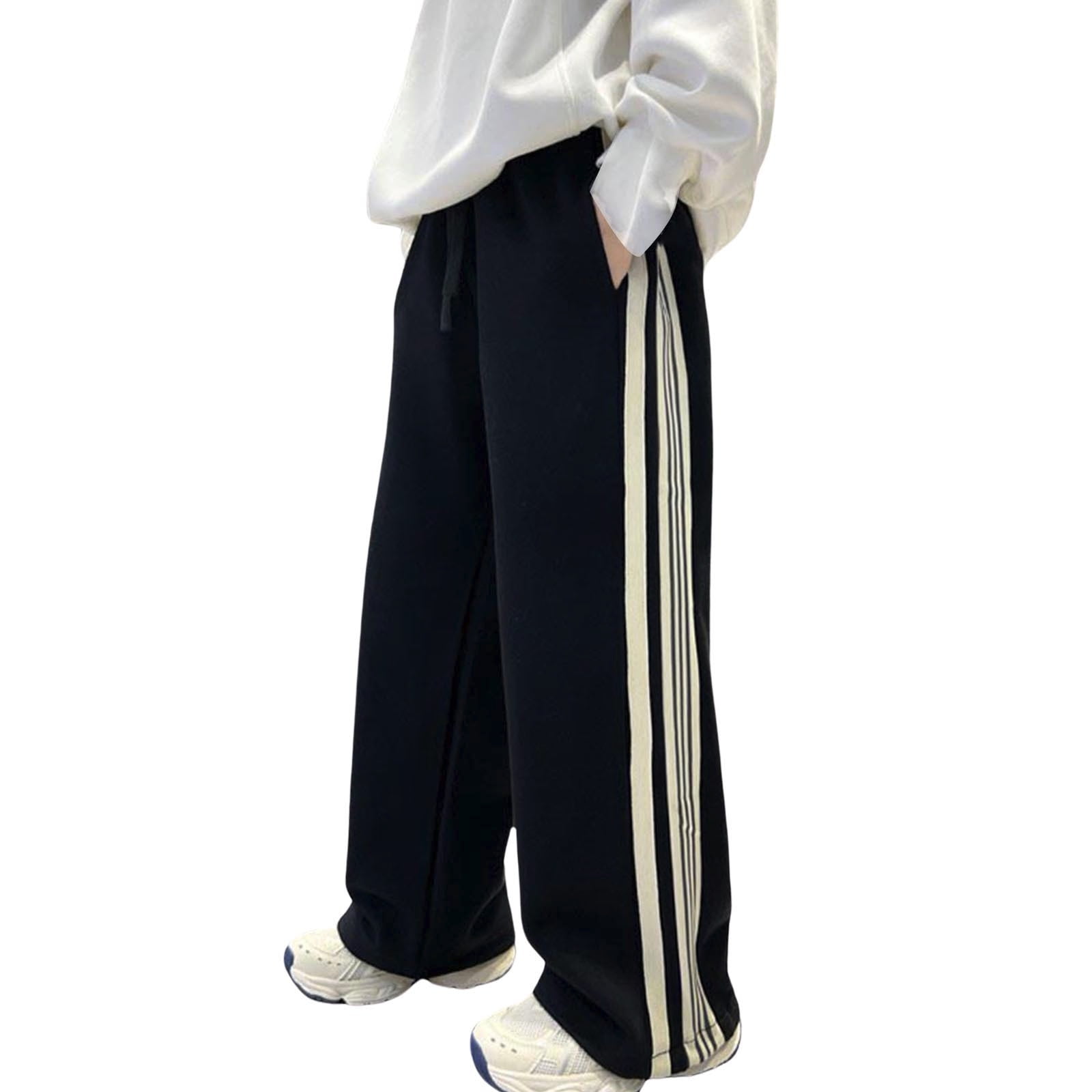 Boys' Black Cargo Sweatpants with Elasticated Drawstring Waistband ...