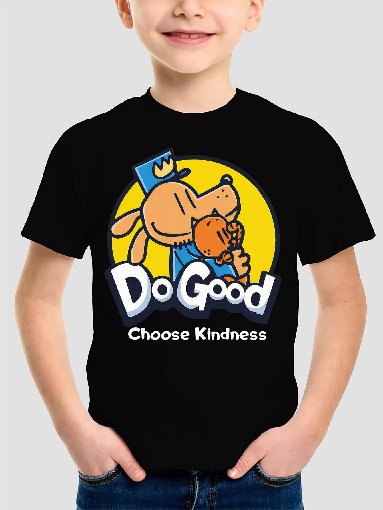 Boys' Black "Do Good" Graphic T-Shirt - Casual Short Sleeve Crew Neck ...