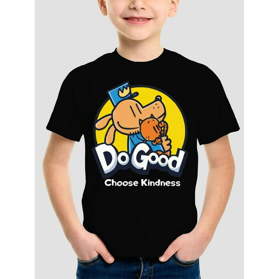 Boys' Black "Do Good" Graphic T-Shirt - Casual Short Sleeve Crew Neck ...