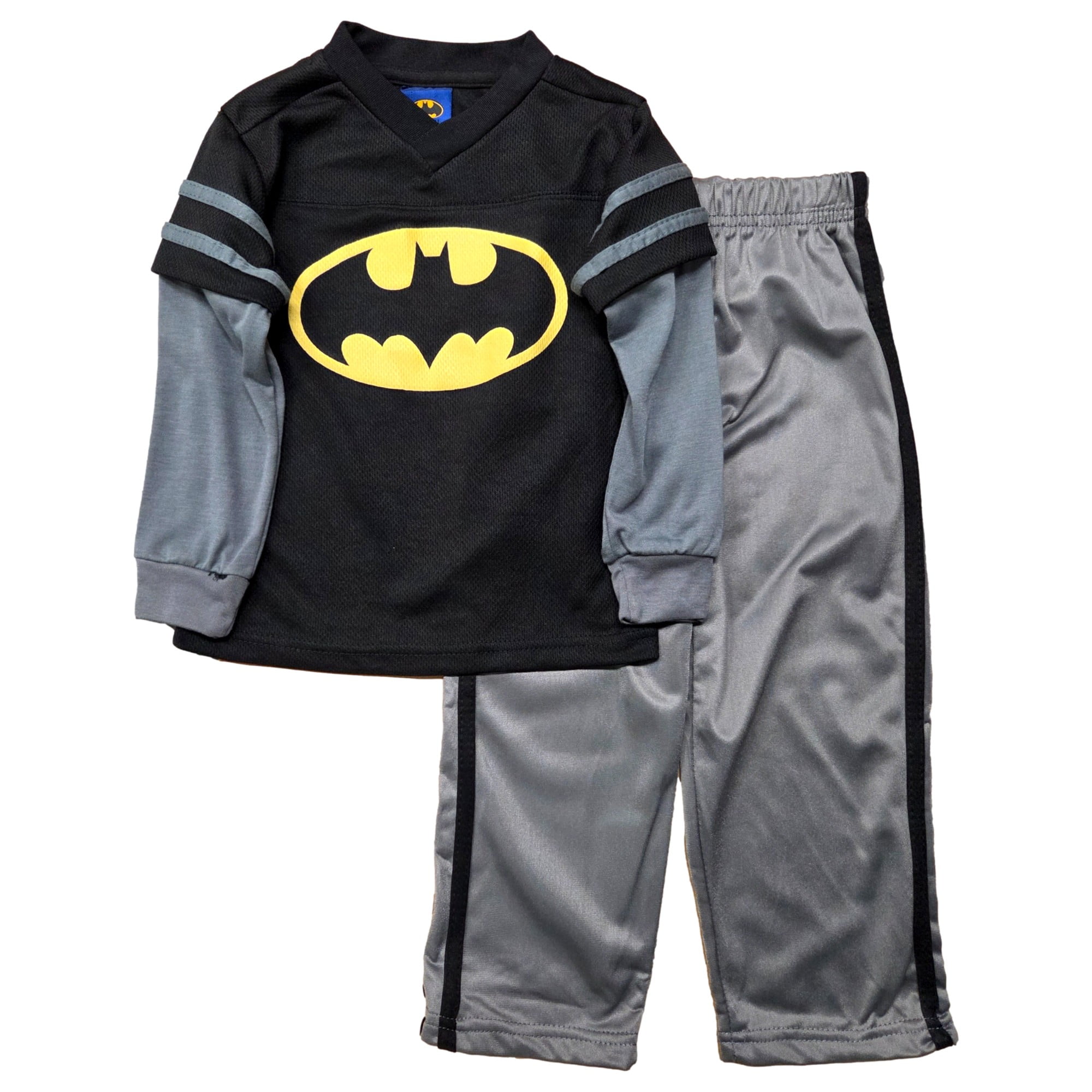 Boys Black & Gray Batman Long Sleeve Shirt & Athletic Pants Set Outfit ...