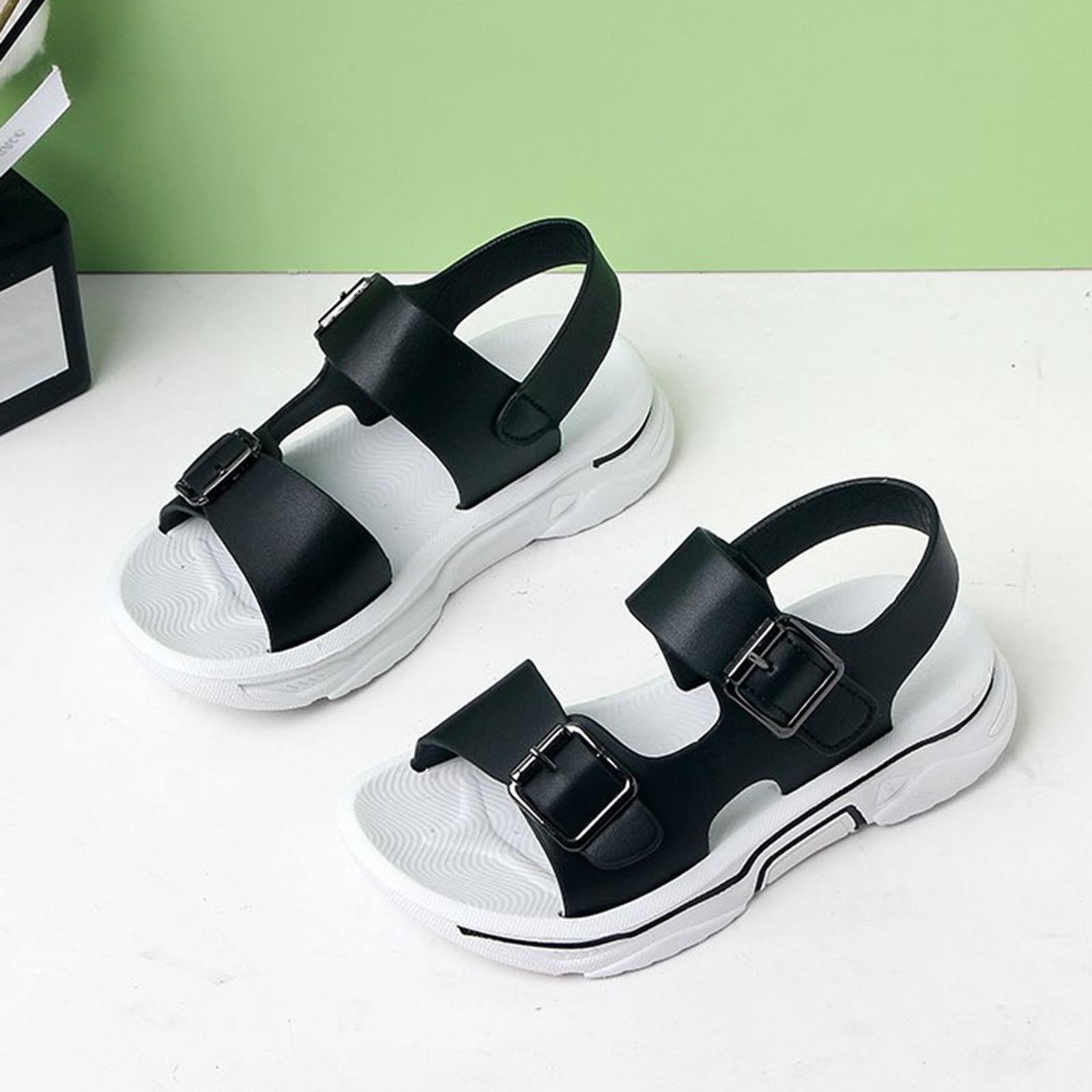 Boys' Black Sandals - Athletic Sport Sandals with Adjustable Ankle ...