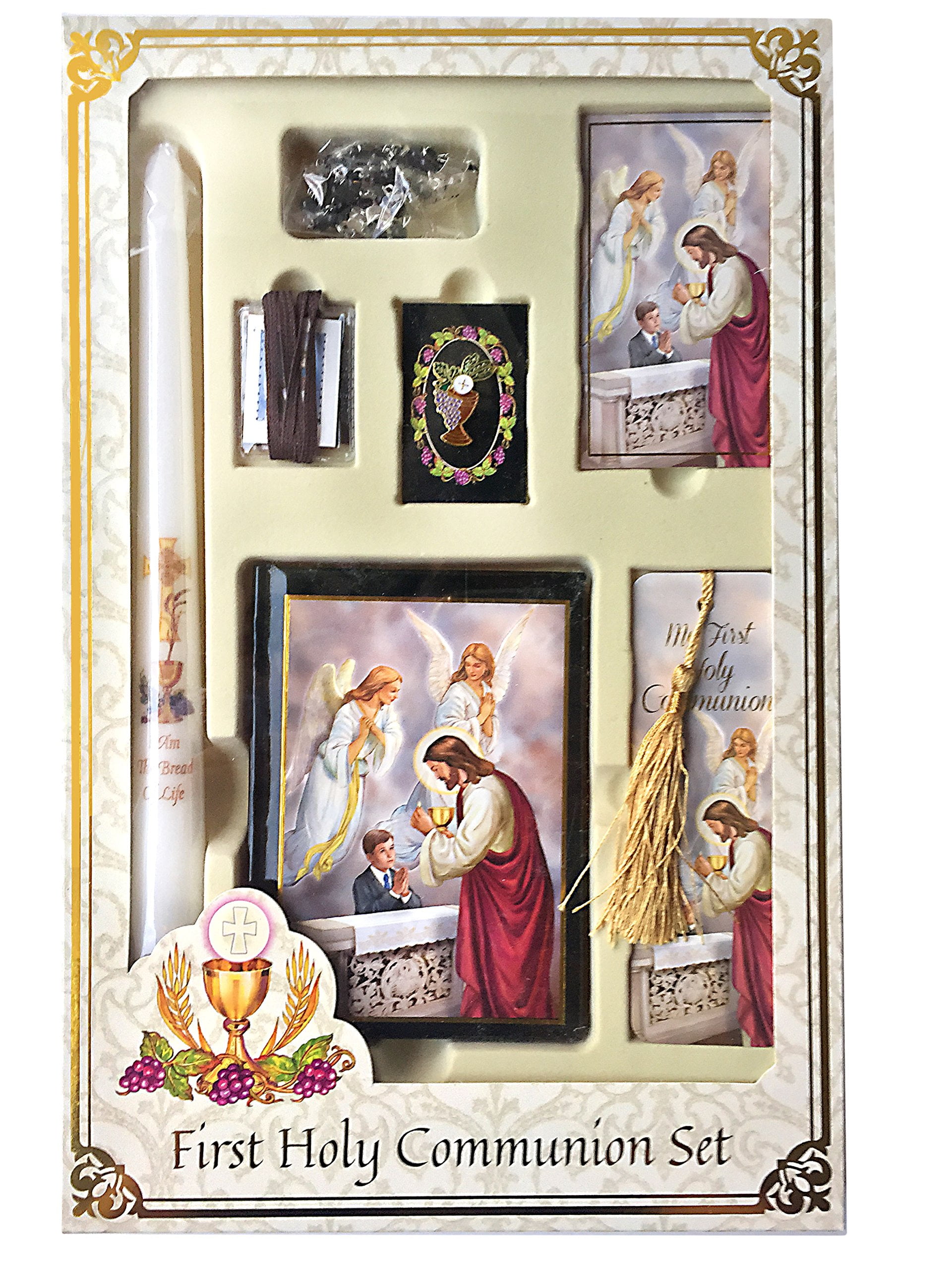 Boys Blessed Sacrament Deluxe First Communion Gift Box Set with Candle ...