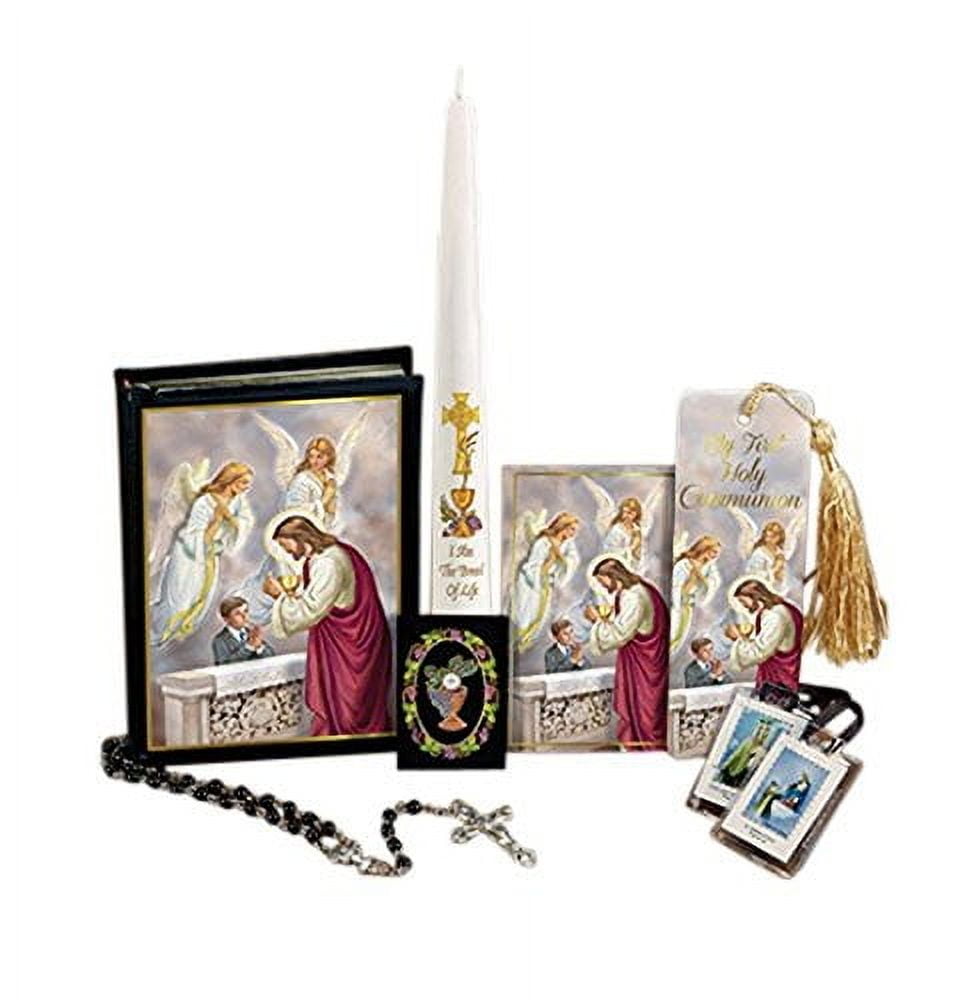 Boys Blessed Sacrament Deluxe First Communion Gift Box Set with Candle ...
