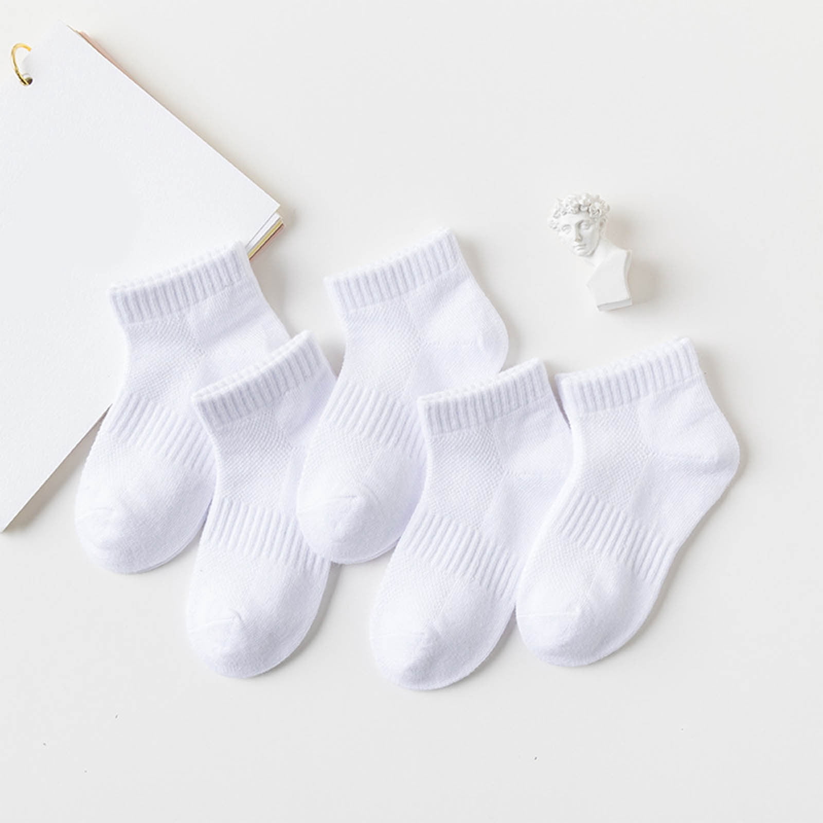 Boys Boot Socks 5 Pairs Kids Ankle Socks Boys Girls Cotton Solid Color ...