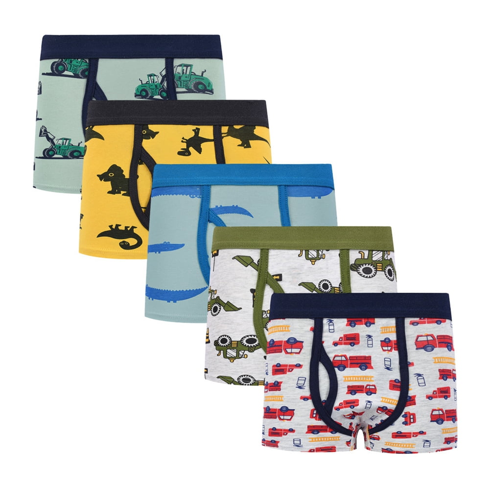 Boys Boxer Briefs Baby Soft Cotton Toddler Kids Dinosaur Truck Solid ...