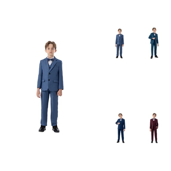 Boys Business Suit 4-Piece Tuxedo Set with Vest, Bowtie, Jacket & Pants ...