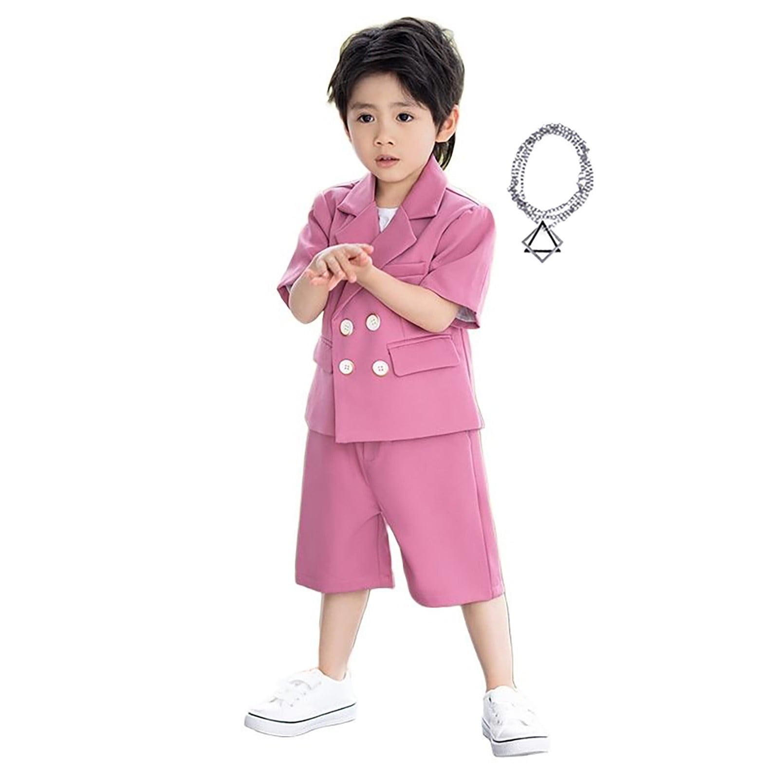 Boys Business Suits Short Sleeve Coat 3 Piece Outfit Tuxedo Set For ...