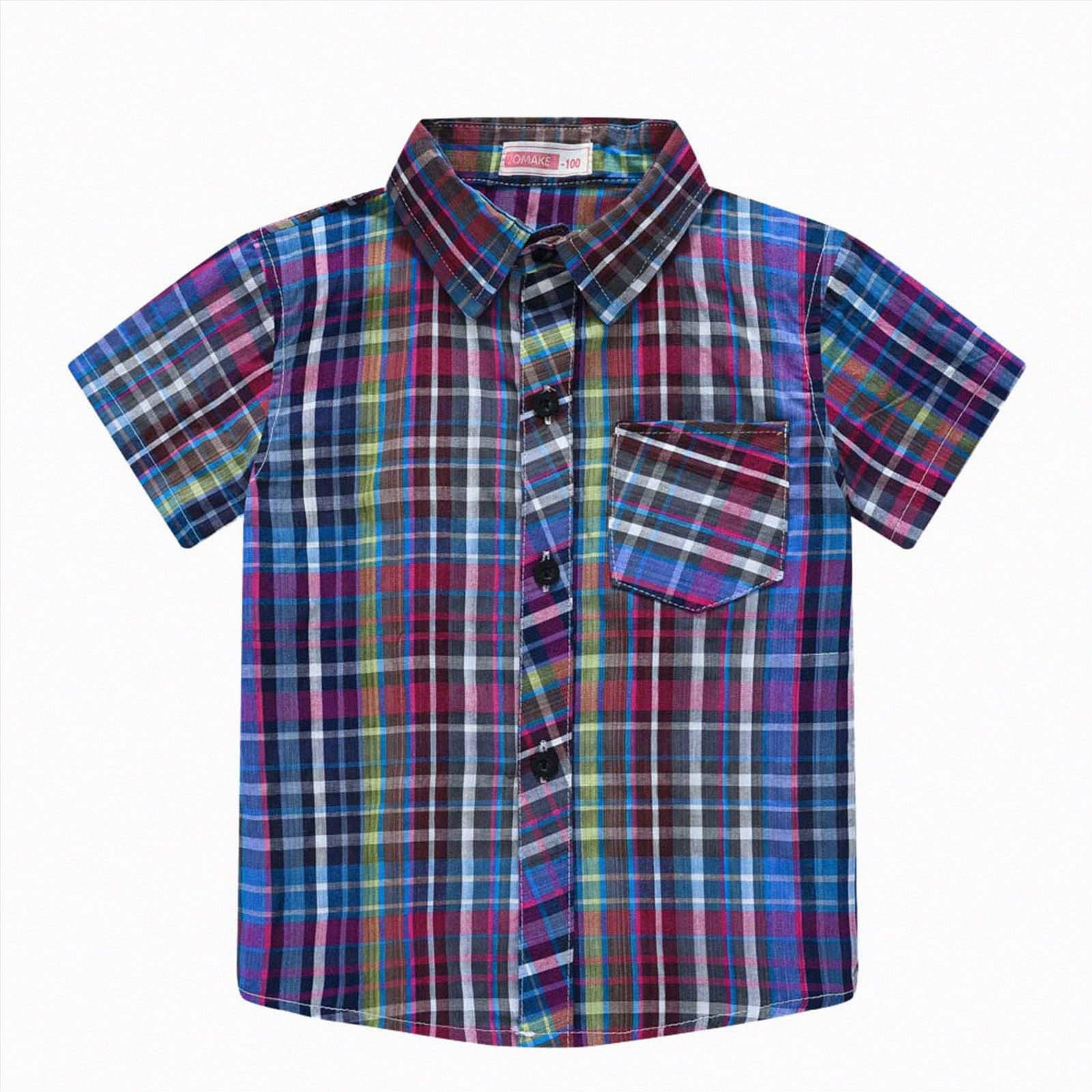 Boys Button Down Shirt Plaid Shirts for Boys Short Sleeve with Button ...