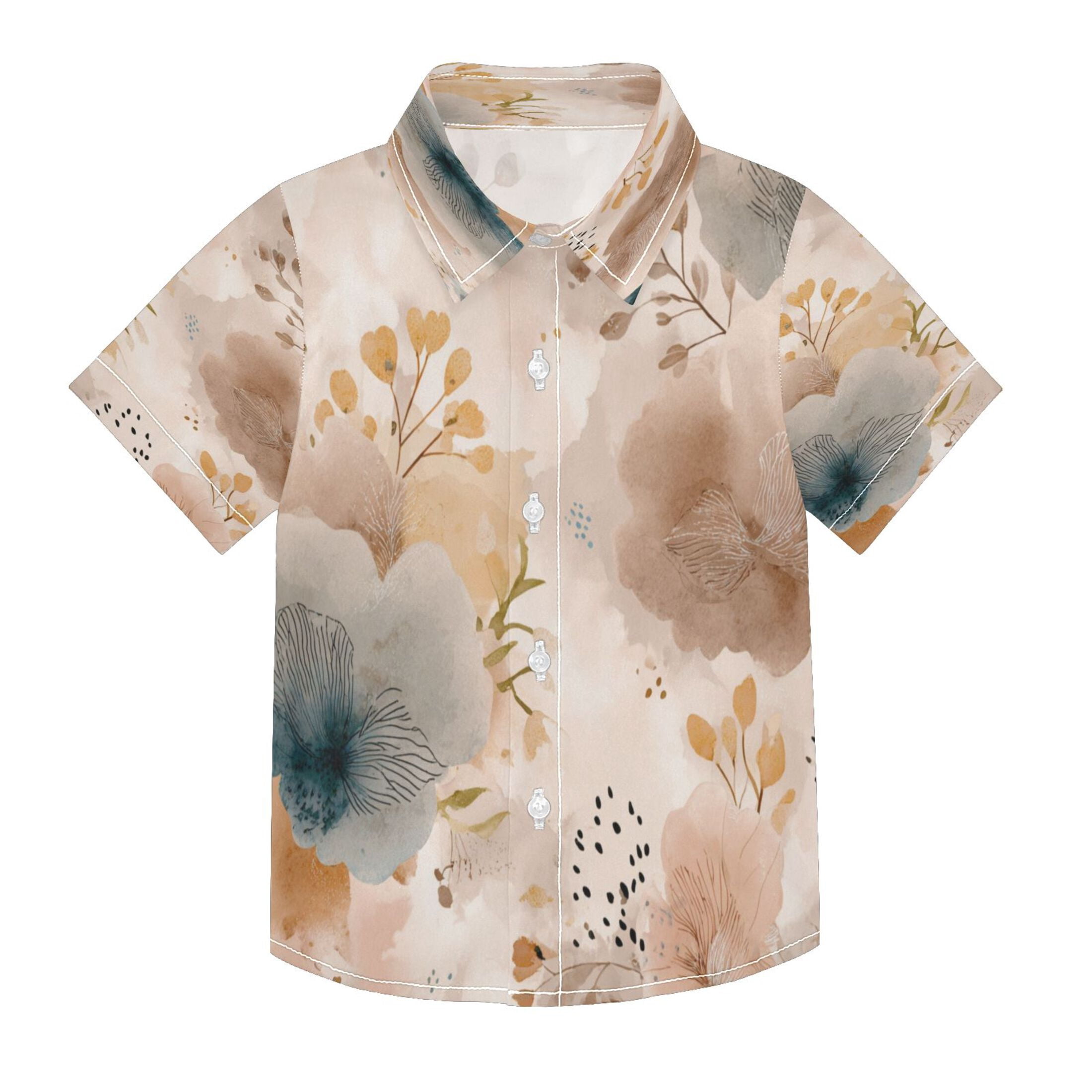 Boys Button-Down Shirt Short Sleeve Shirt Tops for 3Y Hazy Ethereal ...