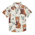 Boys Button-Down Shirt Short Sleeve Shirt Tops for 3Y Red Panda Pattern ...