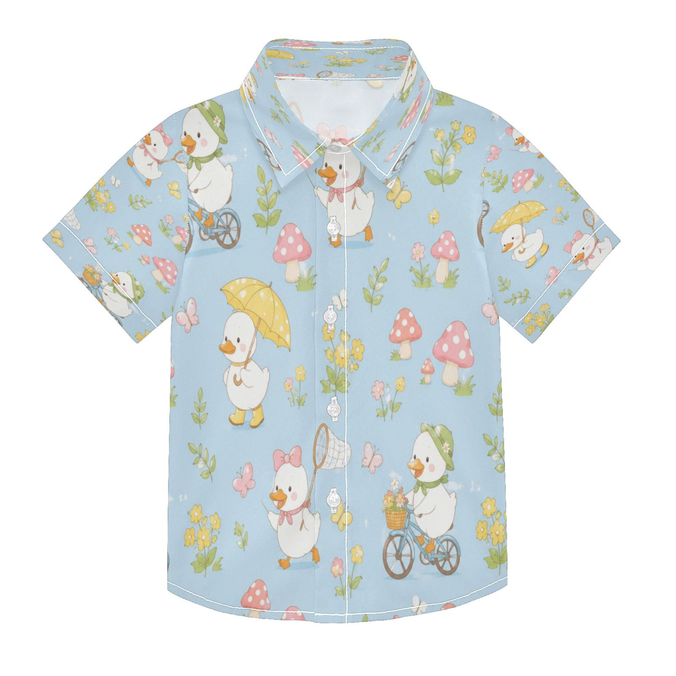 Boys Button-Down Shirt Short Sleeve Shirt Tops for 4Y Cartoon White ...