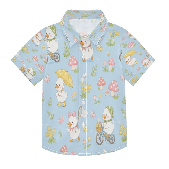 Boys Button-Down Shirt Short Sleeve Shirt Tops for 4Y Cartoon White ...