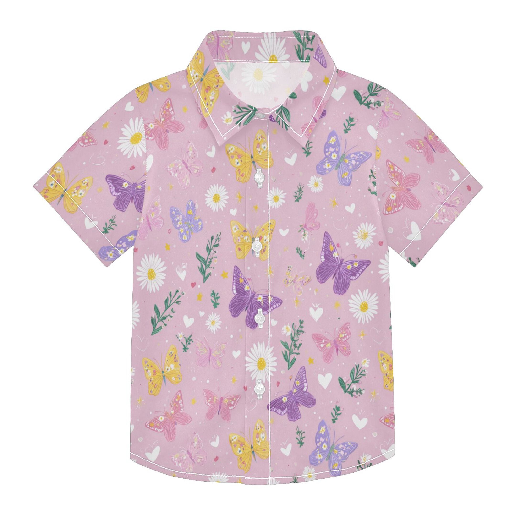 Boys Button-Down Shirt Short Sleeve Shirt Tops for 4Y Soft Colors ...