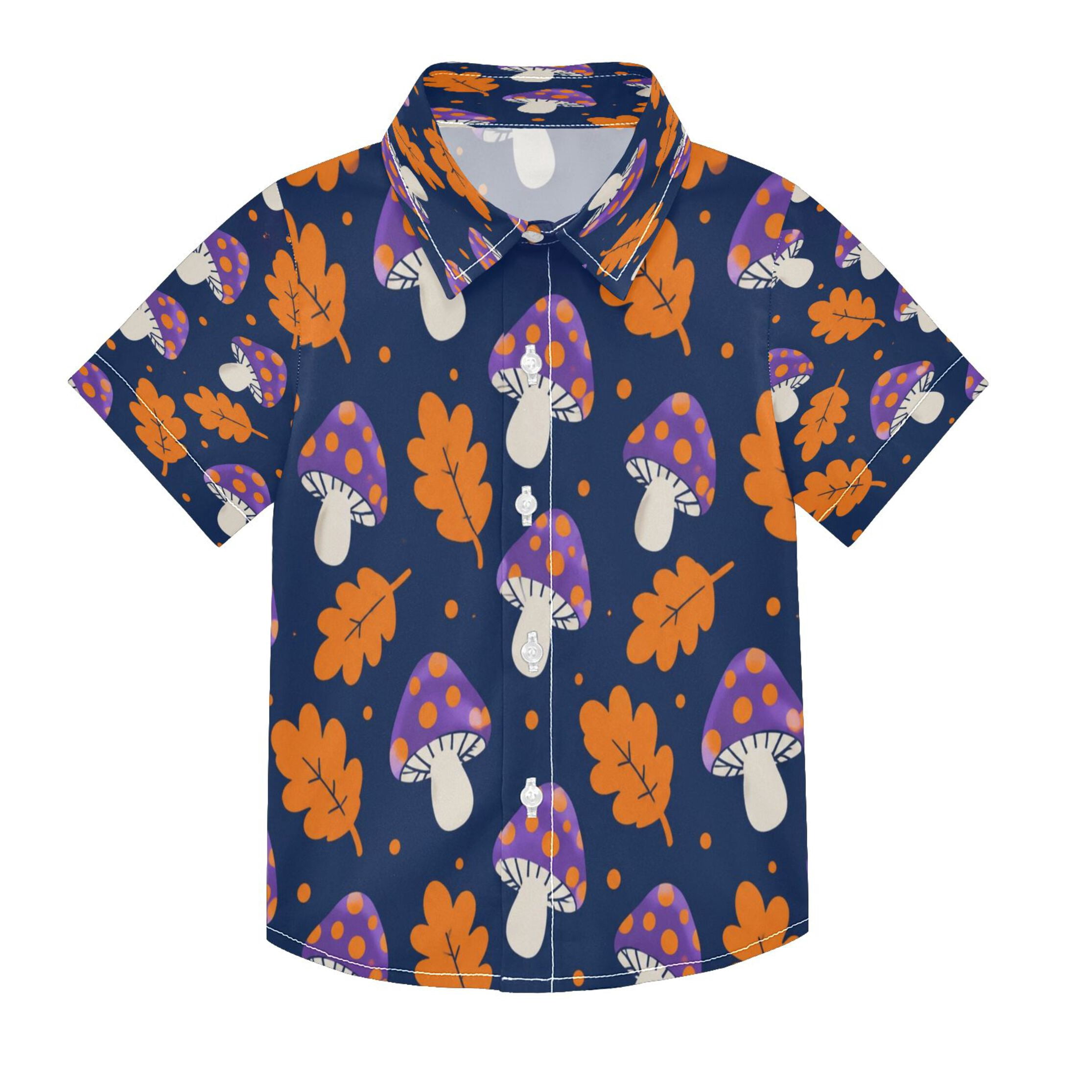 Boys Button-Down Shirt Short Sleeve Shirt Tops for 5-6Y Cartoon Purple ...
