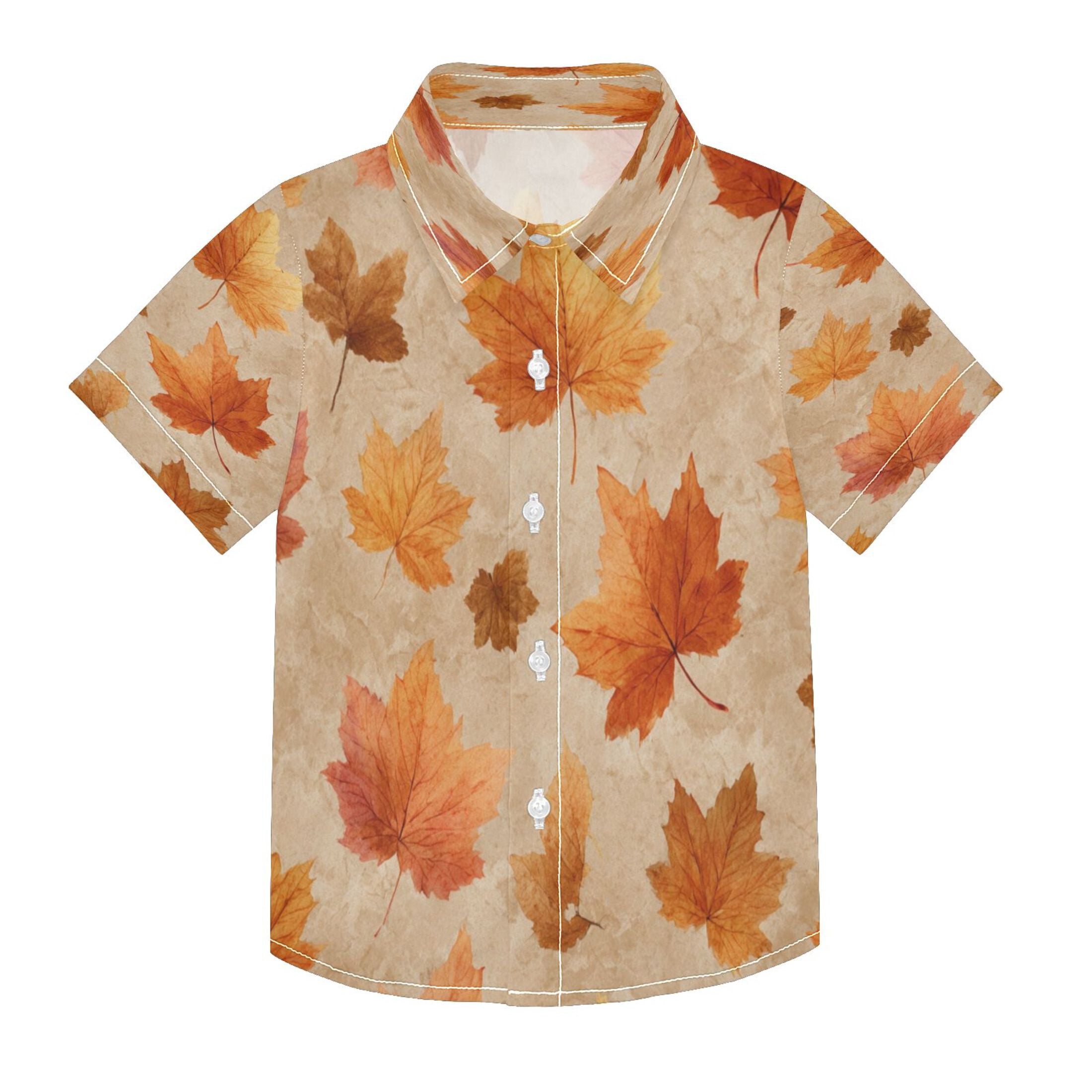 Boys Button-Down Shirt Short Sleeve Shirt Tops for 5-6Y Orange Autumn ...