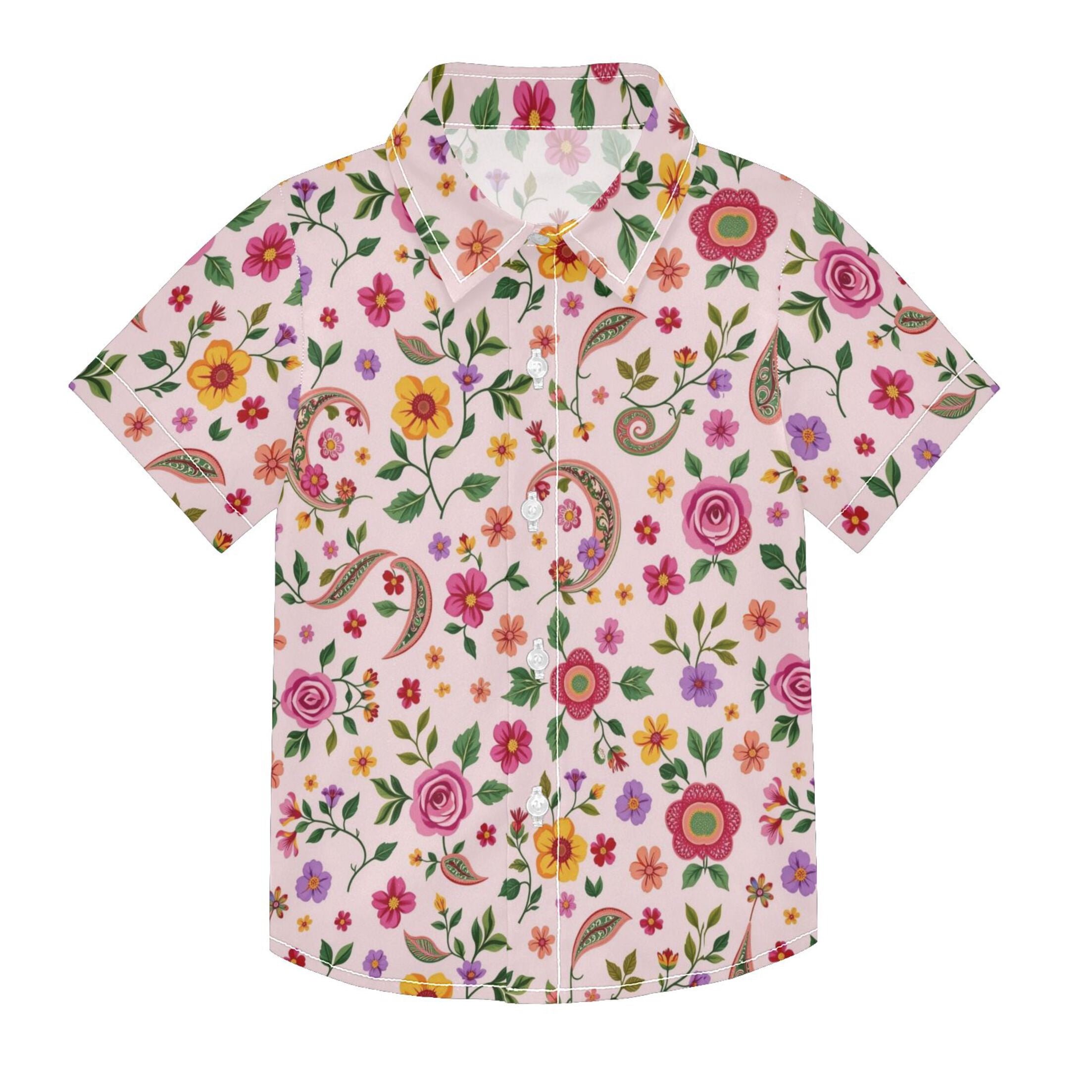 Boys Button-Down Shirt Short Sleeve Shirt Tops for 5-6Y Repeating ...