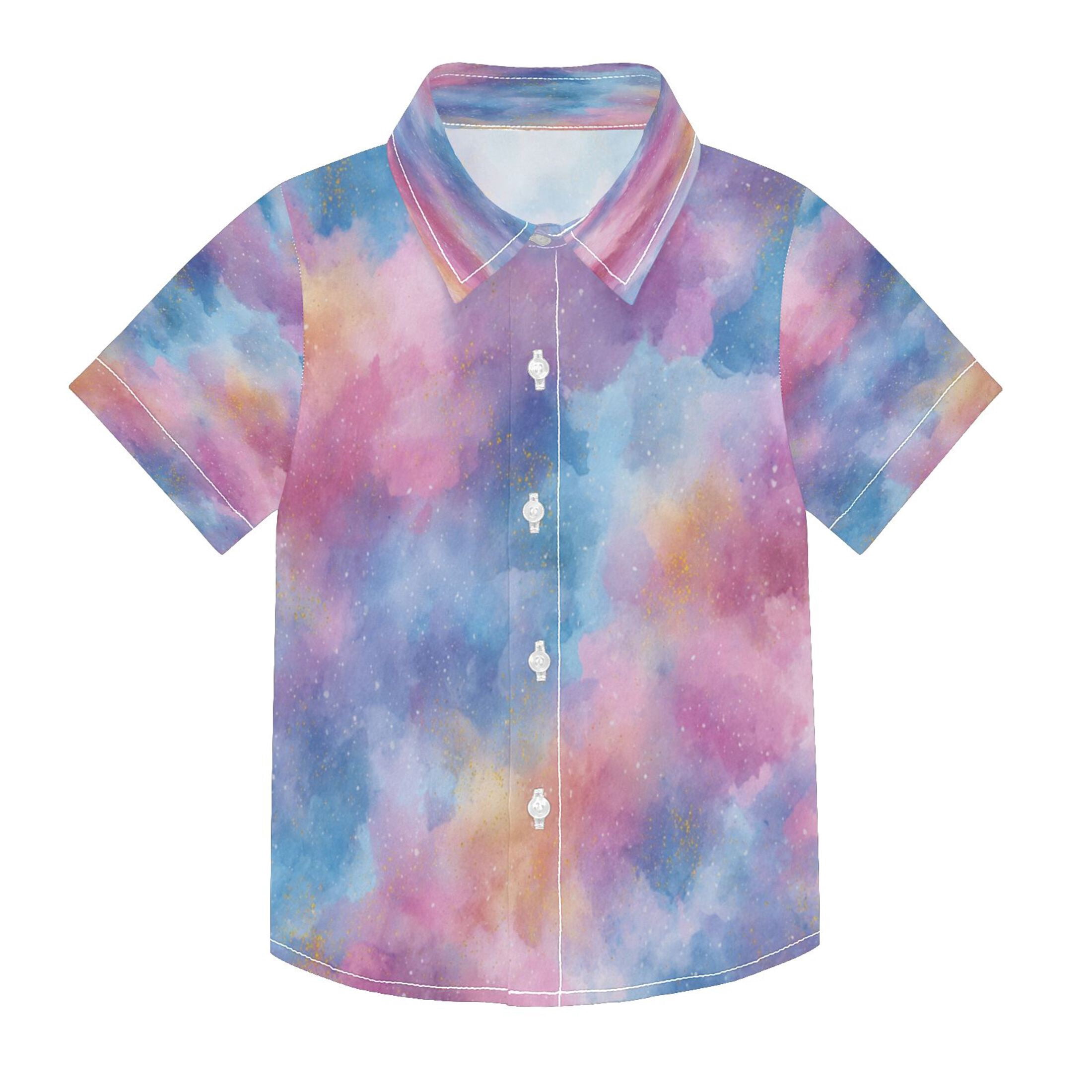 Boys Button-Down Shirt Short Sleeve Shirt Tops for 5-6Y Watercolor ...