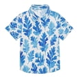 Boys Button-Down Shirt Short Sleeve Shirt Tops for 7-8Y Blue Oak Leaf ...