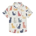 Boys Button-Down Shirt Short Sleeve Shirt Tops for 7-8Y Cat Pattern ...
