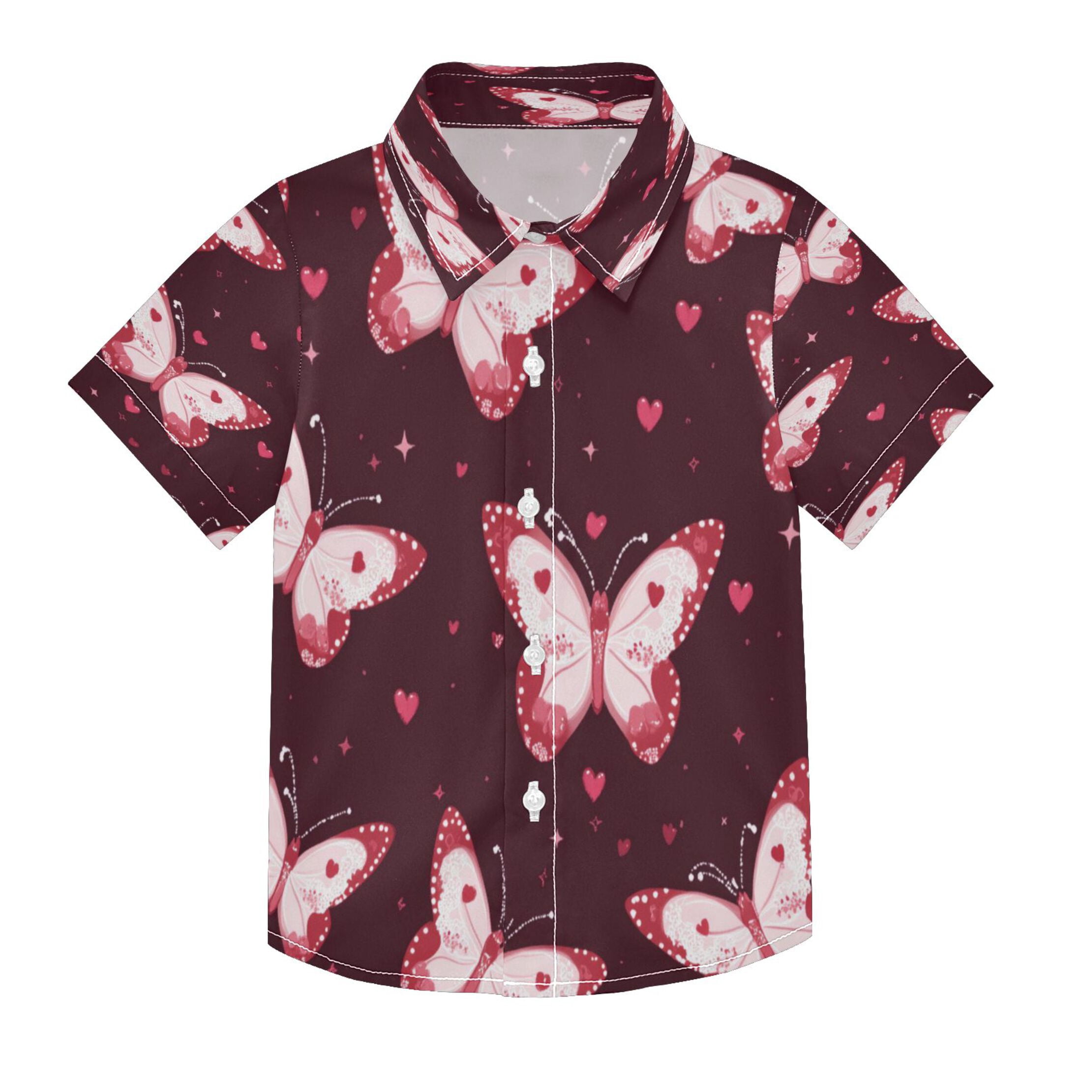 Boys Button-Down Shirt Short Sleeve Shirt Tops for 7-8Y Cute Pink ...