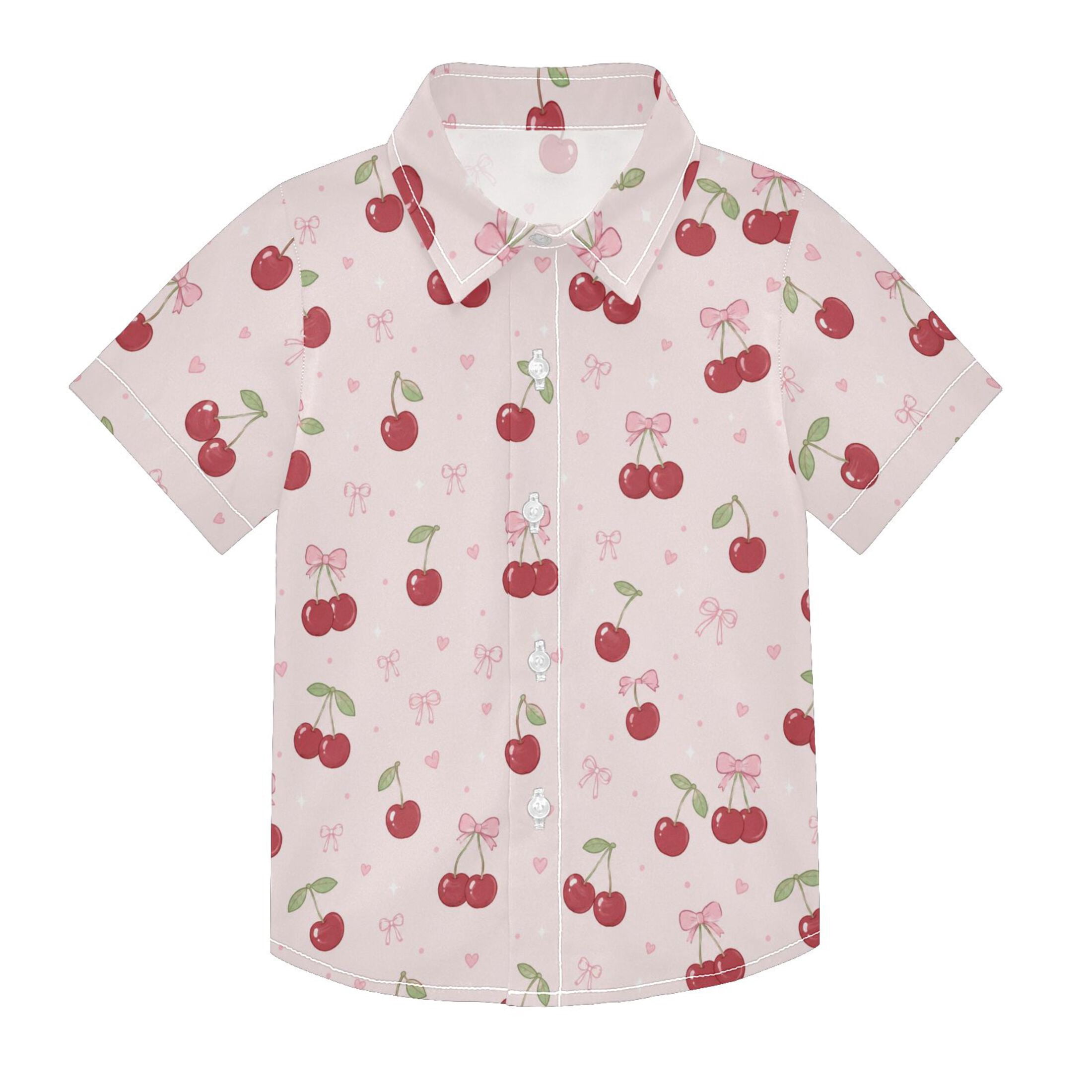 Boys Button-Down Shirt Short Sleeve Shirt Tops for 7-8Y Red Cherry and ...