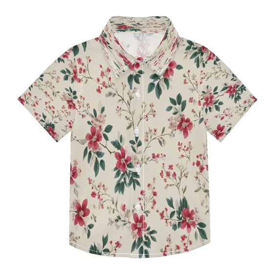 Boys Button-Down Shirt Short Sleeve Shirt Tops for 7-8Y Red Small ...