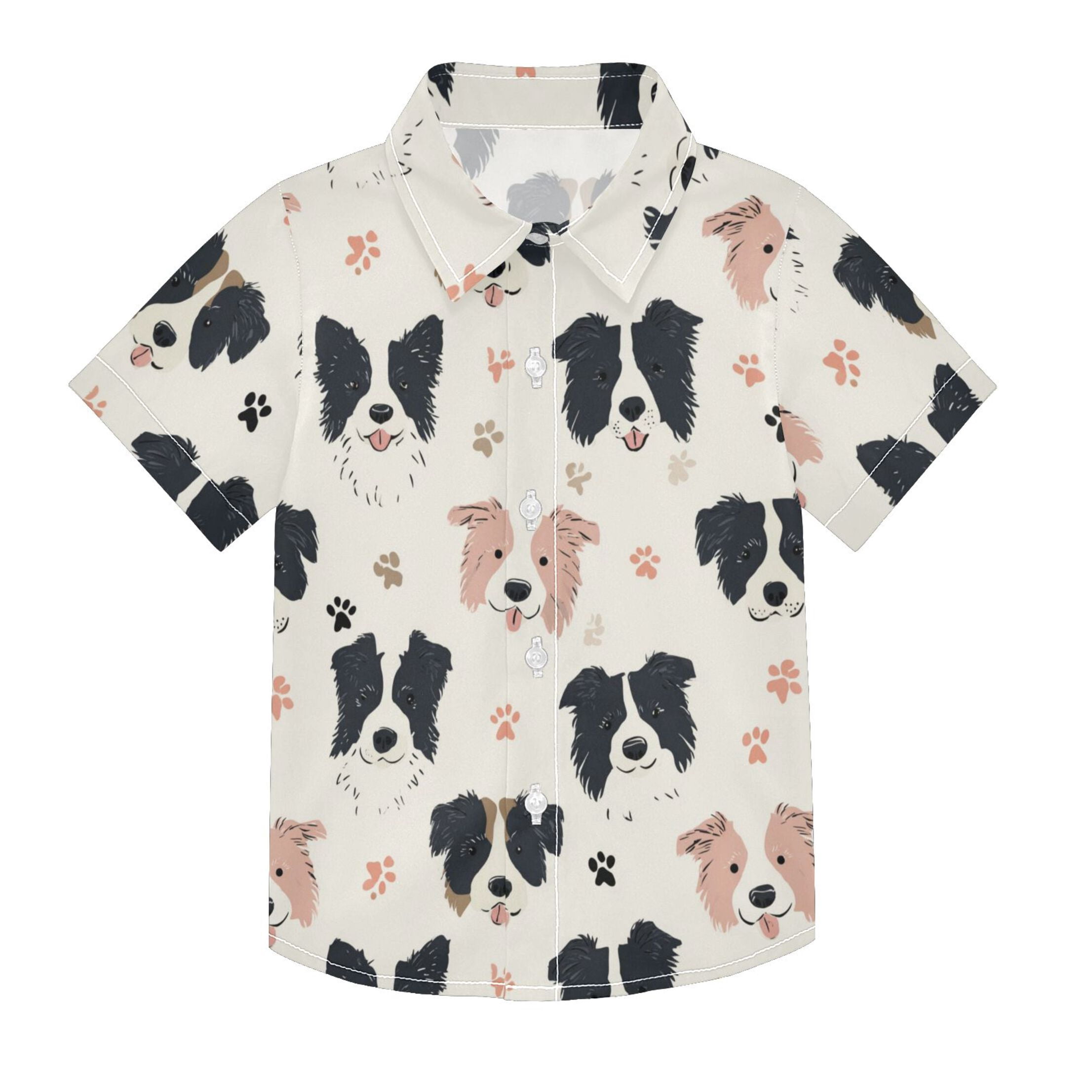 Boys Button-Down Shirt Short Sleeve Shirt Tops for 9-10Y Dog Head and ...