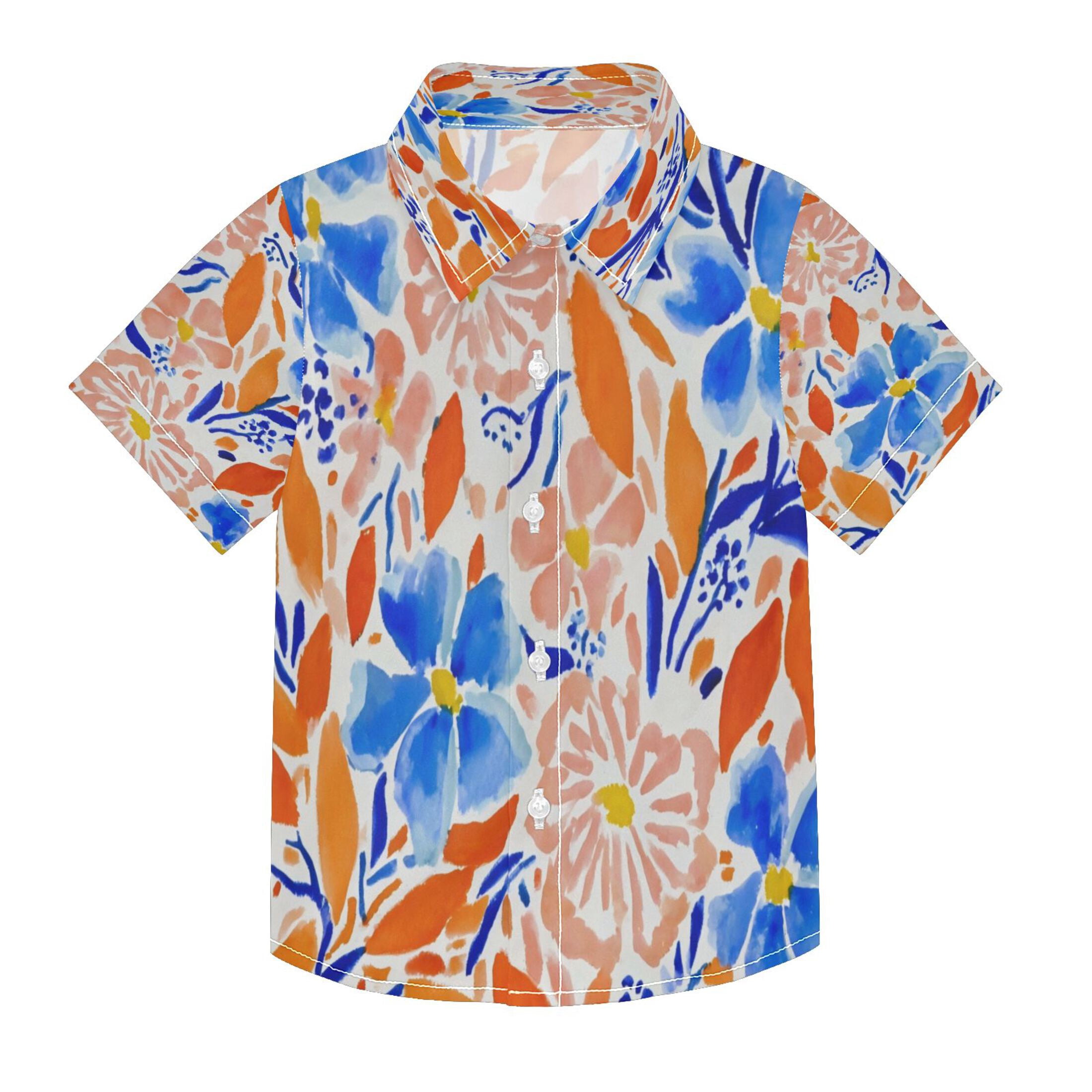 Boys Button-Down Shirt Short Sleeve Shirt Tops for 9-10Y Hand-painted ...